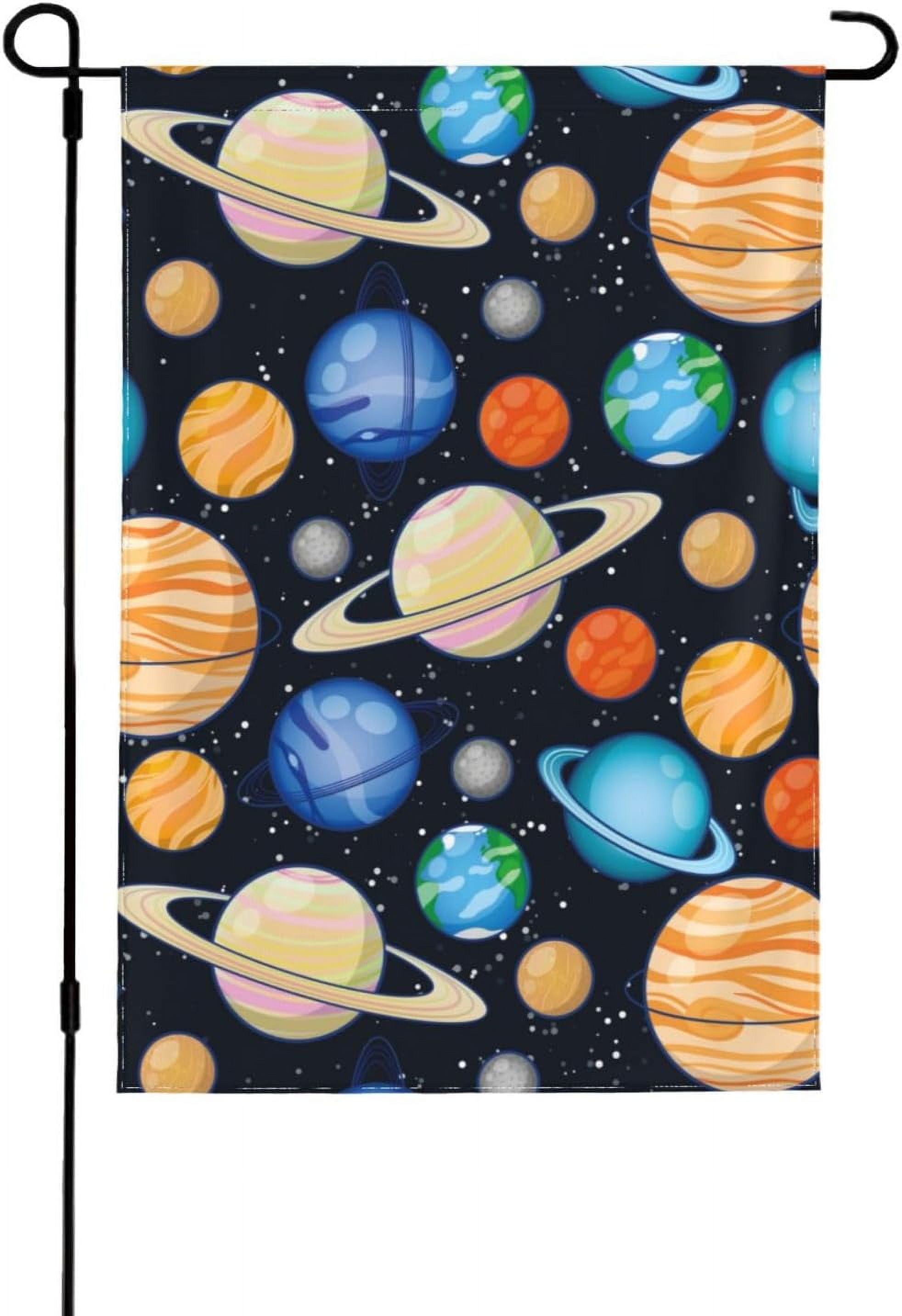 Welcome Garden Flag Vertical 12x18 Inch Small Solar System Planets Yard ...