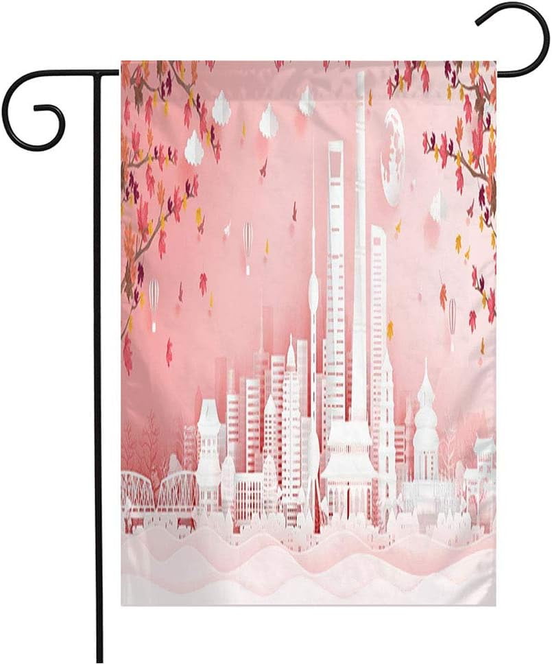 Welcome Garden Flag Vertical Around Autumn Tree Shanghai Falling Town ...
