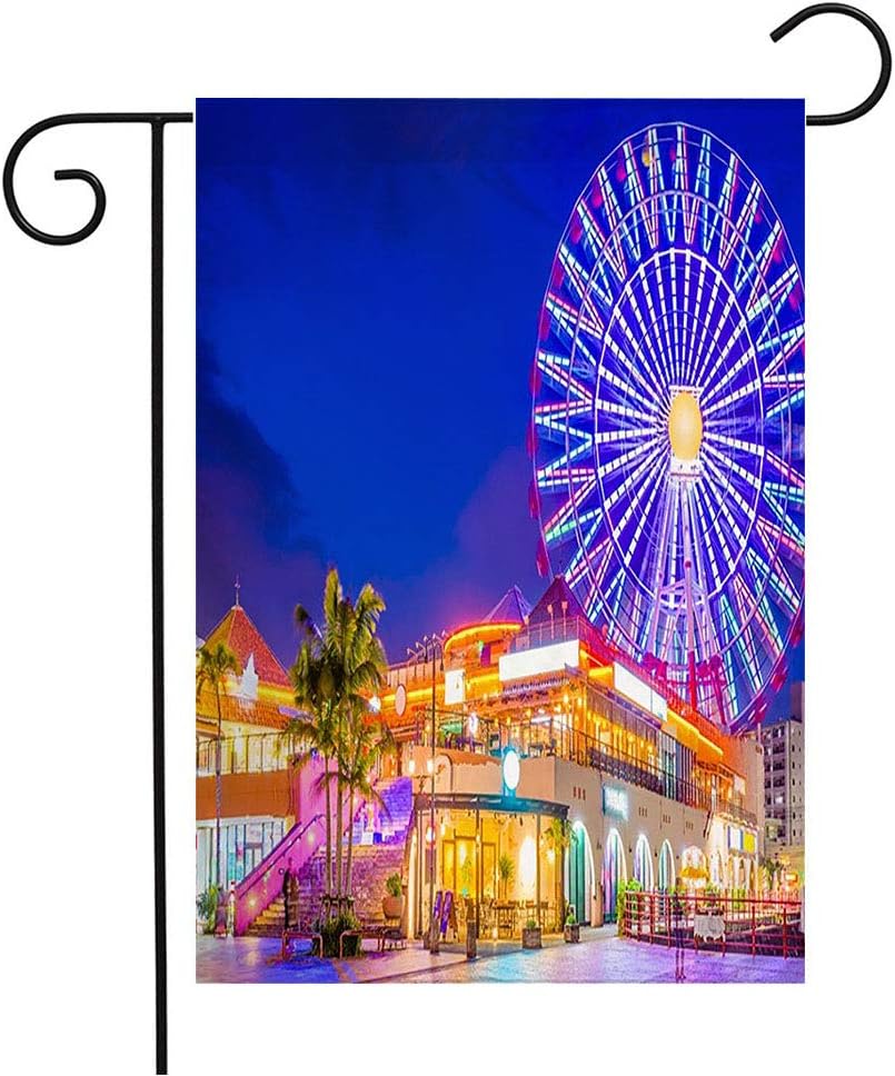 Welcome Garden Flag Vertical Cityscape Mall Okinawa Japan Village Parks ...