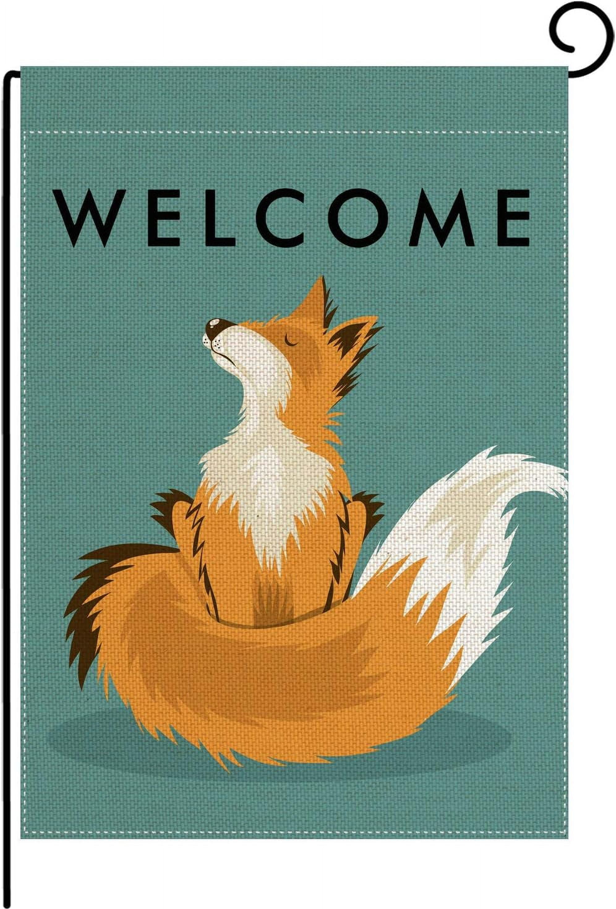 Welcome Garden Flag Vertical Double Sided,Fox Yard Outdoor Decoration ...