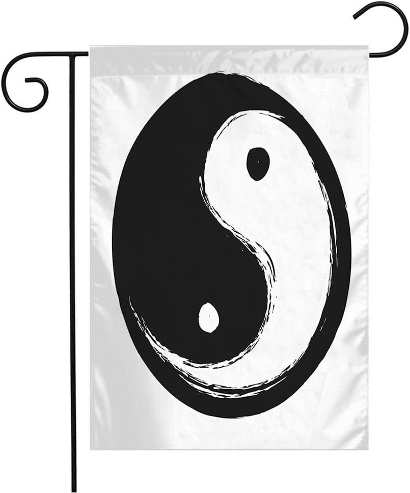 Welcome Garden Flag Vertical Hand Drawn Ying Yin Yang Symbol Harmony ...