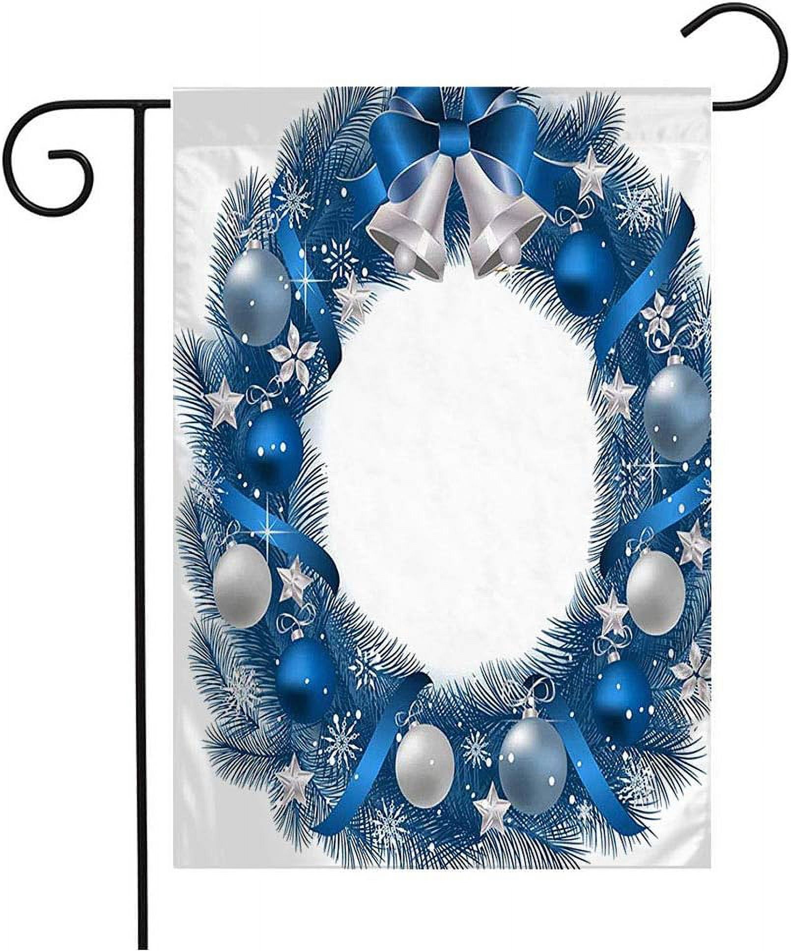 Welcome Garden Flag Vertical Year Red Holly Christmas Season Wreath Fir ...