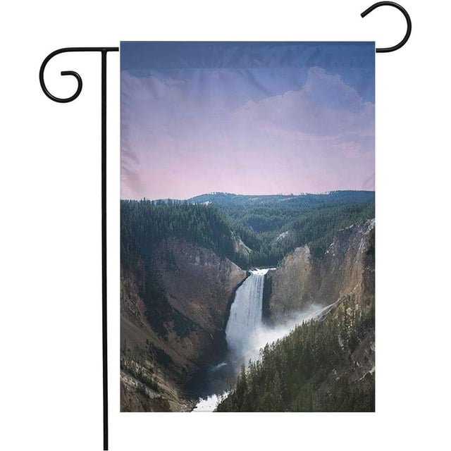 Welcome Garden Flag Waterfall Cascade River Europe View Green Beautiful ...