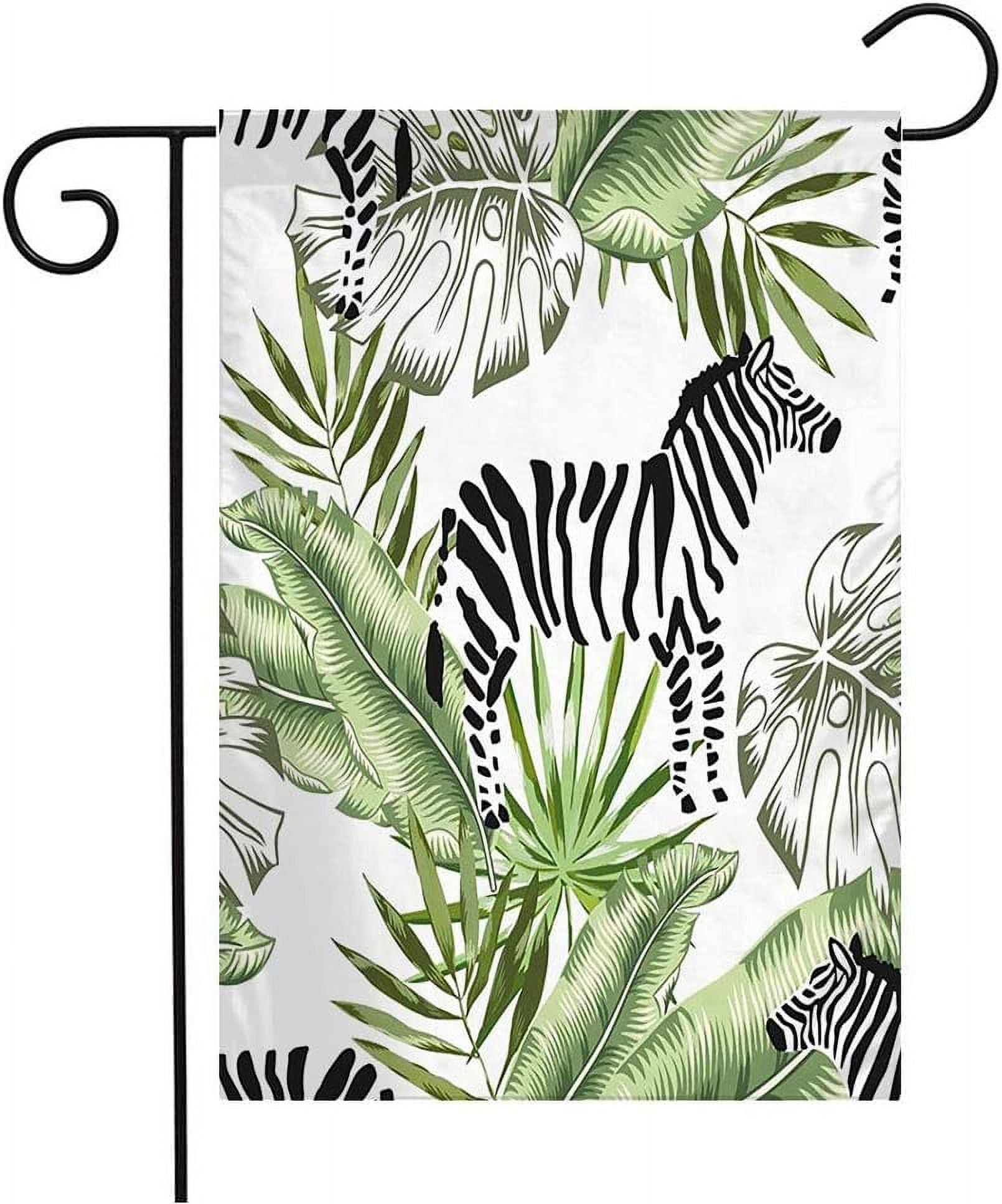 Welcome Garden Flag White Typography Botanical Green Navy Paradise ...