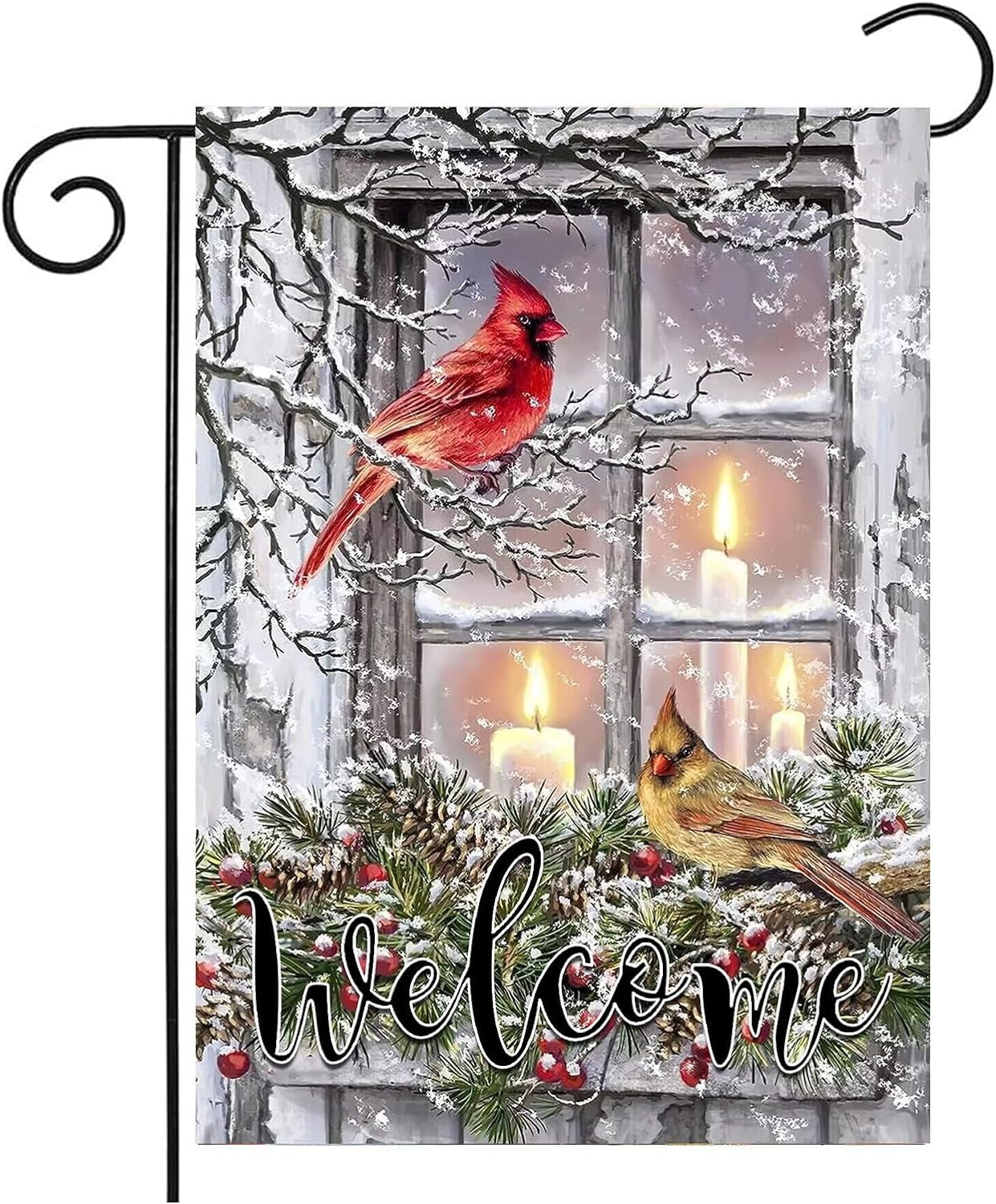 Welcome Garden Flags Double Sided, Winter Cardinal Bird Garden Flag ...