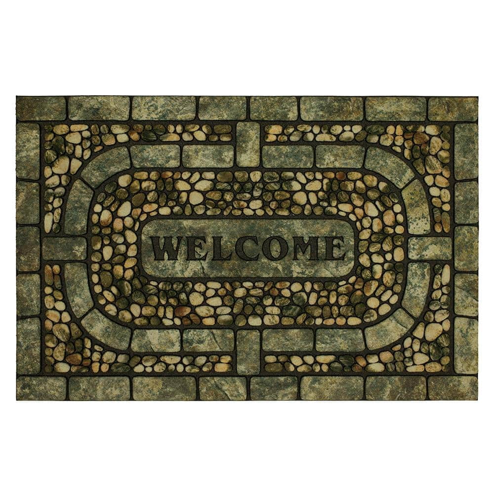 Welcome Garden Pebbles Gray 23 in. x 35 in. Doorscapes Estate Mat ...