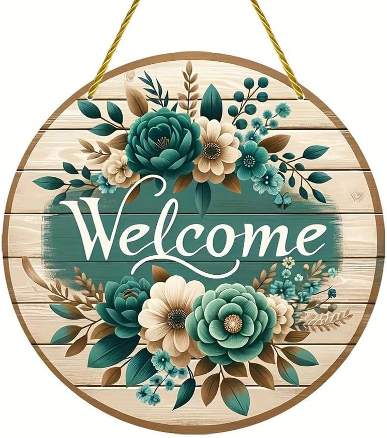 Welcome Garland Flower Metal Tin Poster Are Wall Decor New 12"x12 ...