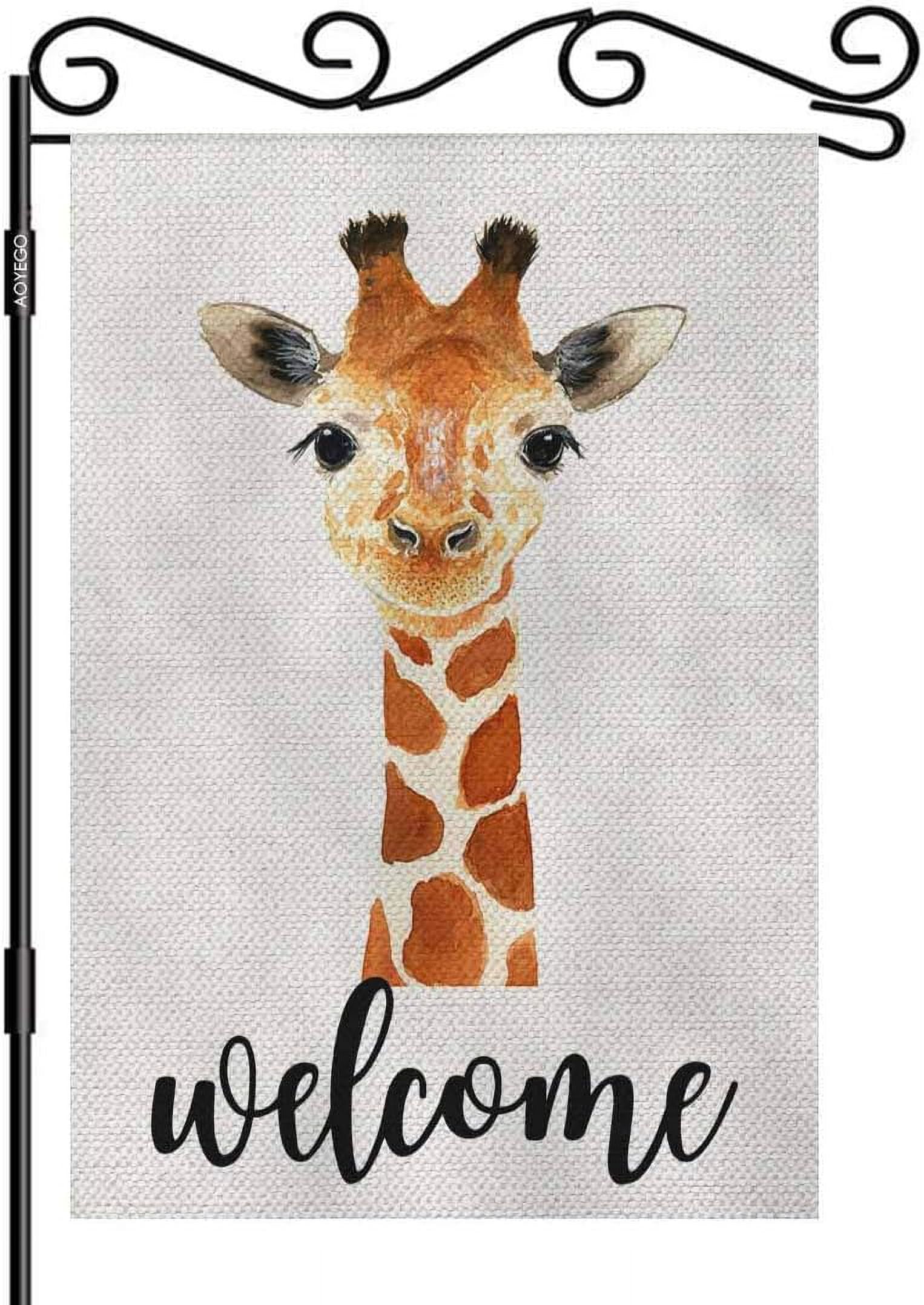 Welcome Giraffe Garden Flag Small Vertical Double Sided Pet Wild ...