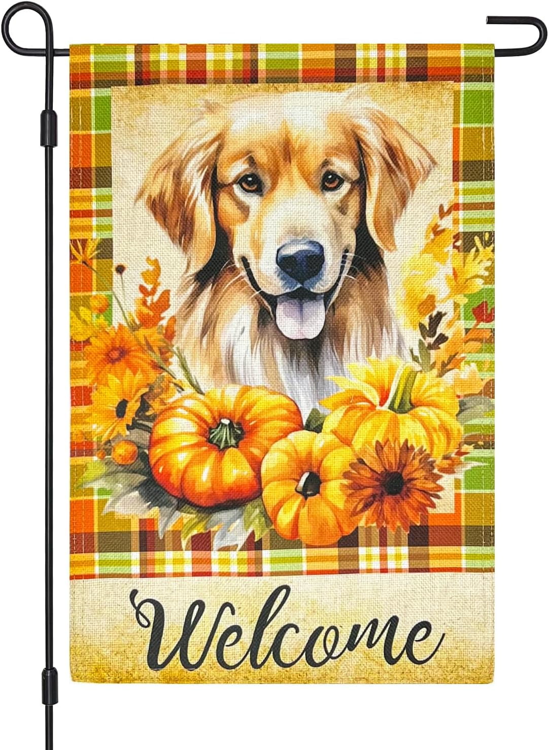 Welcome Golden Retriever Dog fall Decorative Garden Flag, Double Sided ...