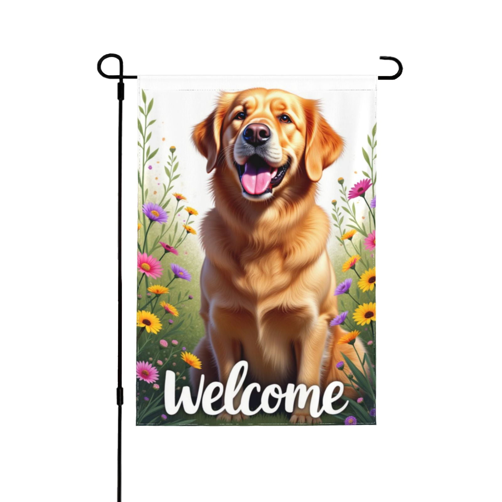Welcome Golden Retriever Garden Flag 12x18 Inch DoubleSided Spring ...