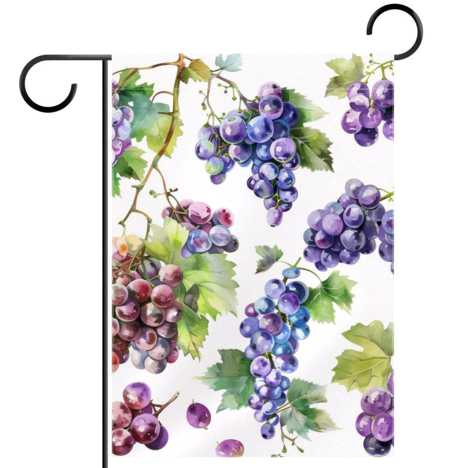 Welcome Grapes Watercolor Style Garden Flag, Vertical Double Sided ...