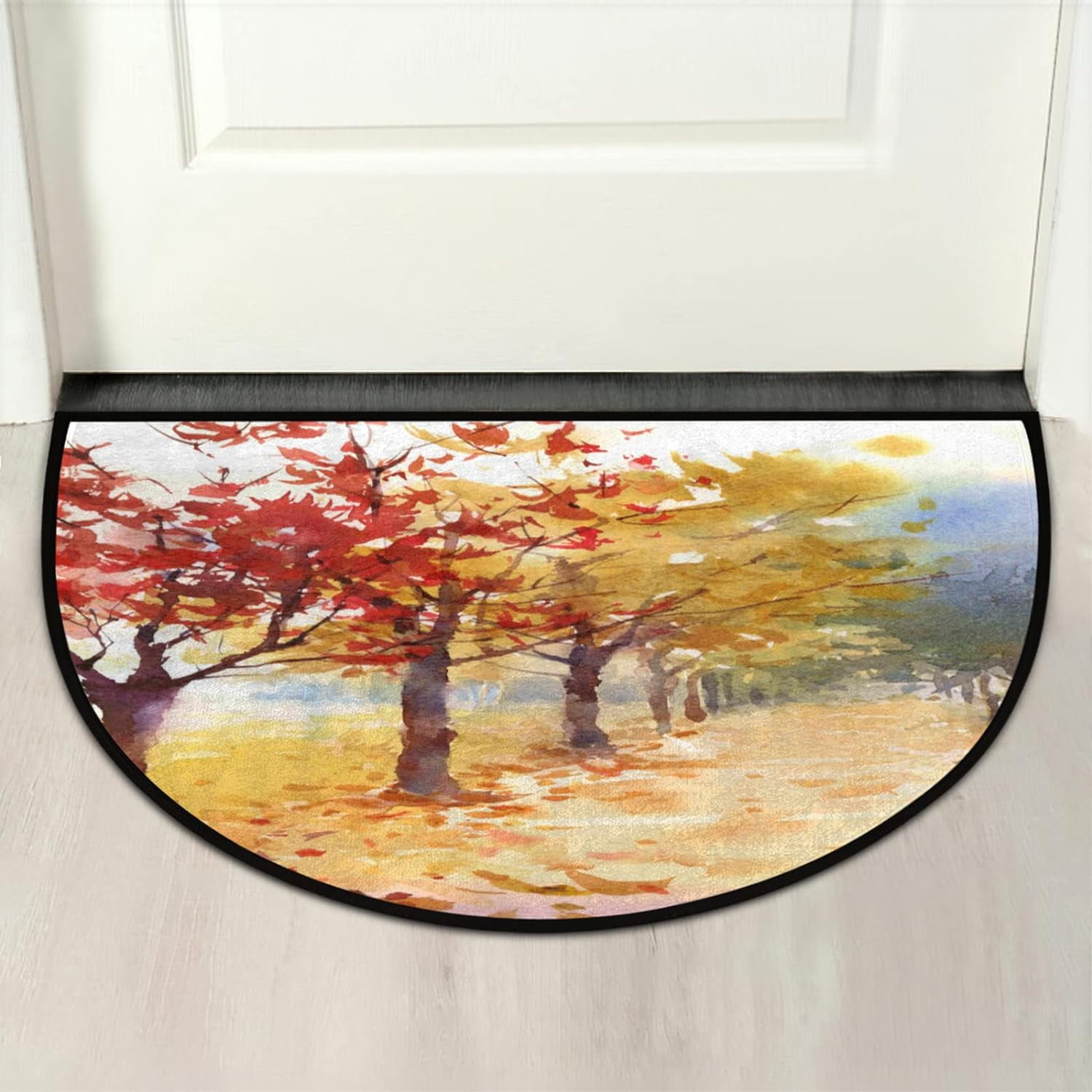 Welcome Half Round Door Mat Autumn Fall Maple Tree Washable Home ...