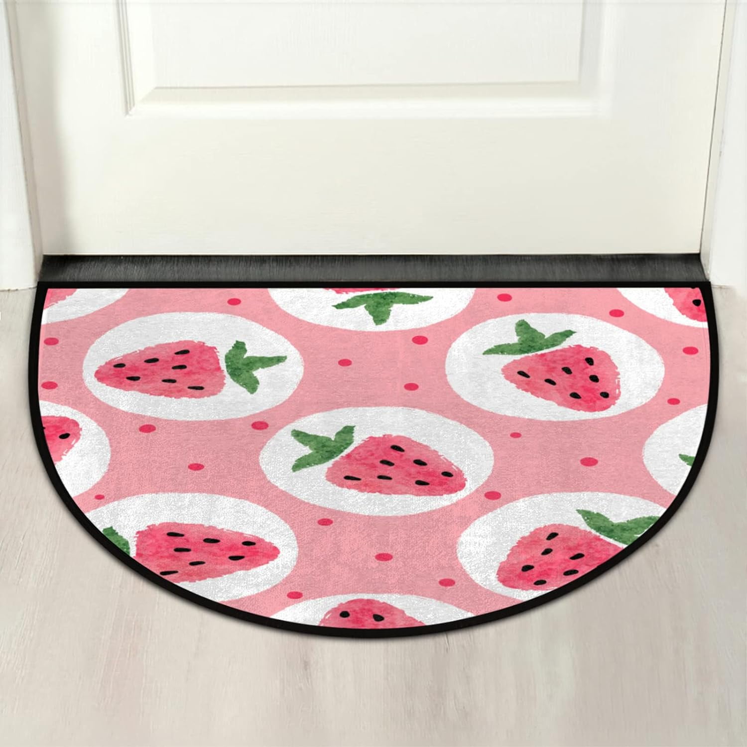 Welcome Half Round Door Mat Cute Cartoon Strawberry Washable Home ...