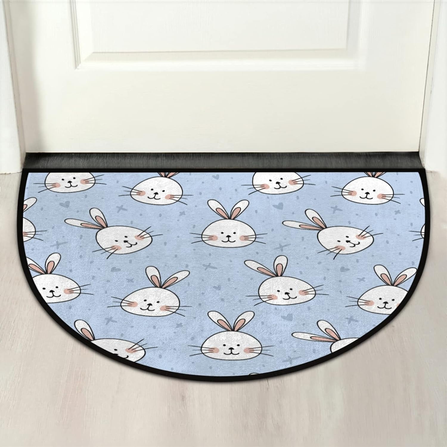 Welcome Half Round Door Mat Easter Animal Rabbit Flower Washable Home ...