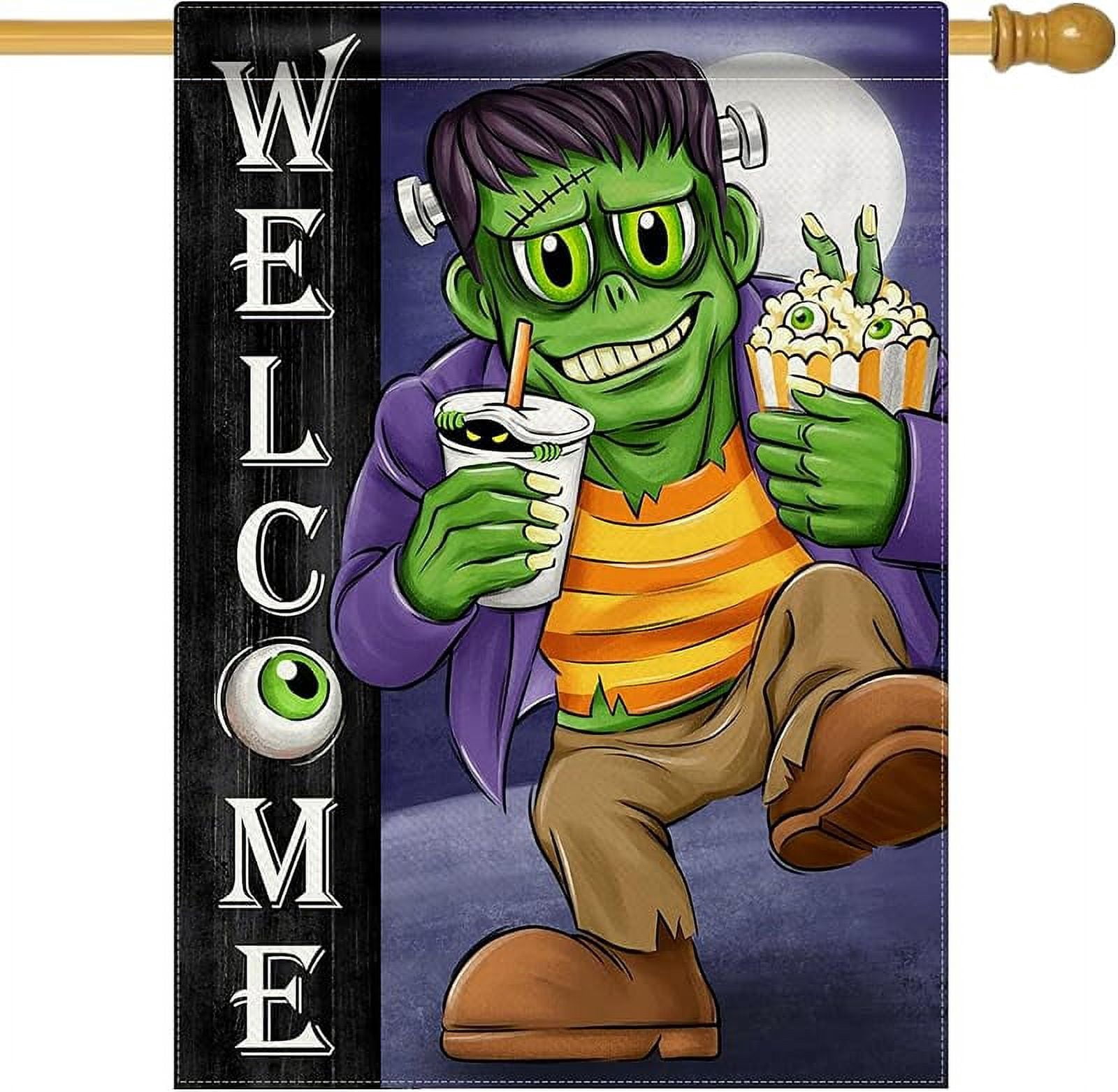 Welcome Halloween Fran ken.stein Decorative Garden Flag, Spooky Night ...