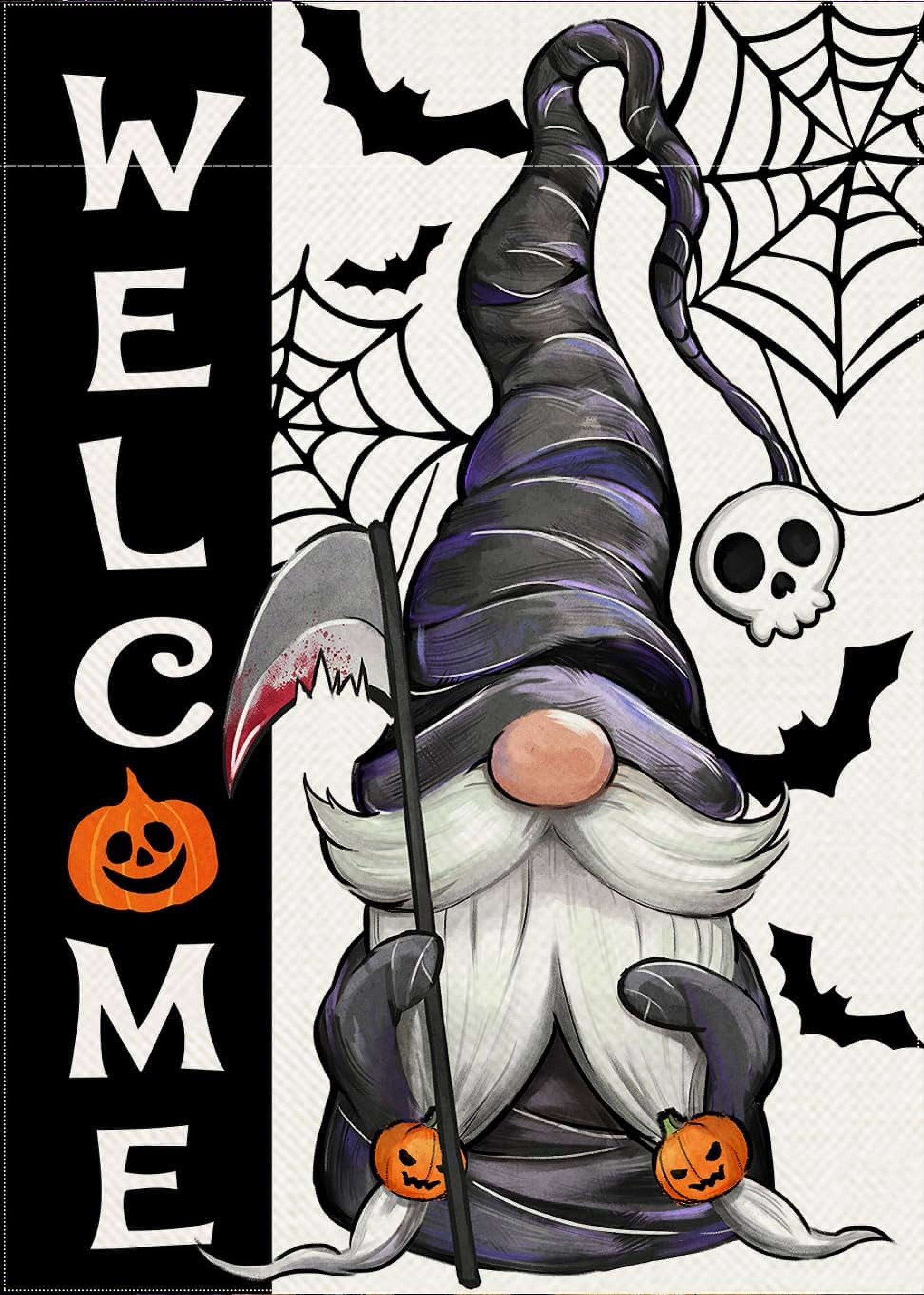 Welcome Halloween Gnome Decorative Garden Flag, Spooky Jack O Lantern ...