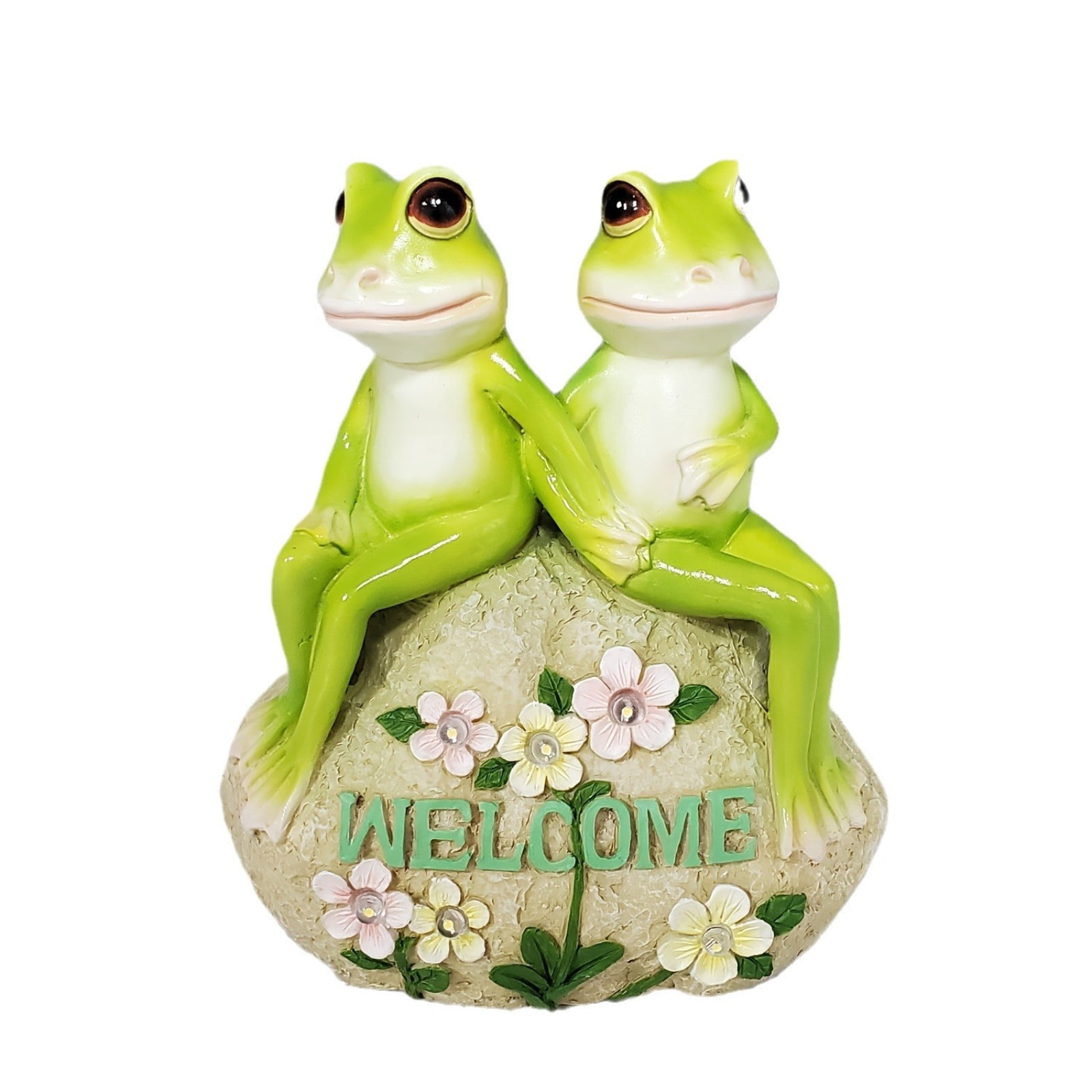 Welcome Hand-Holding Frog Solar Light Resin Figurine – Outdoor Solar ...