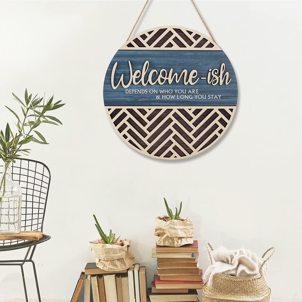"Welcome Hanging Sign Plaque Wall Decor - Funny Welcome-ish Quote ...