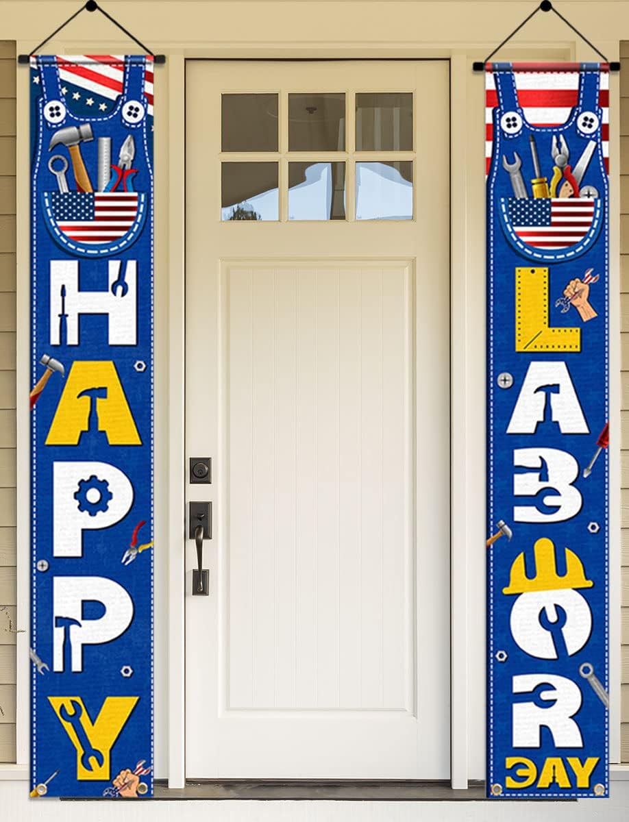 Welcome Happy Labor Day Banners, 12" x 71" Happy Labor Day Porch Sign ...