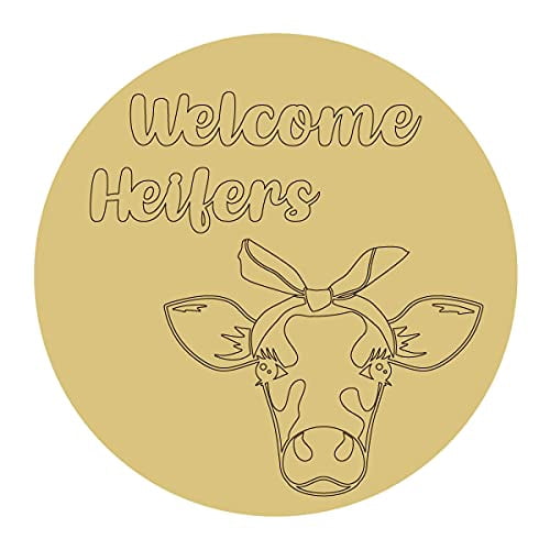 Welcome Heifer Design by Lines Cutout Unfinished Wood Cow Country Farm ...