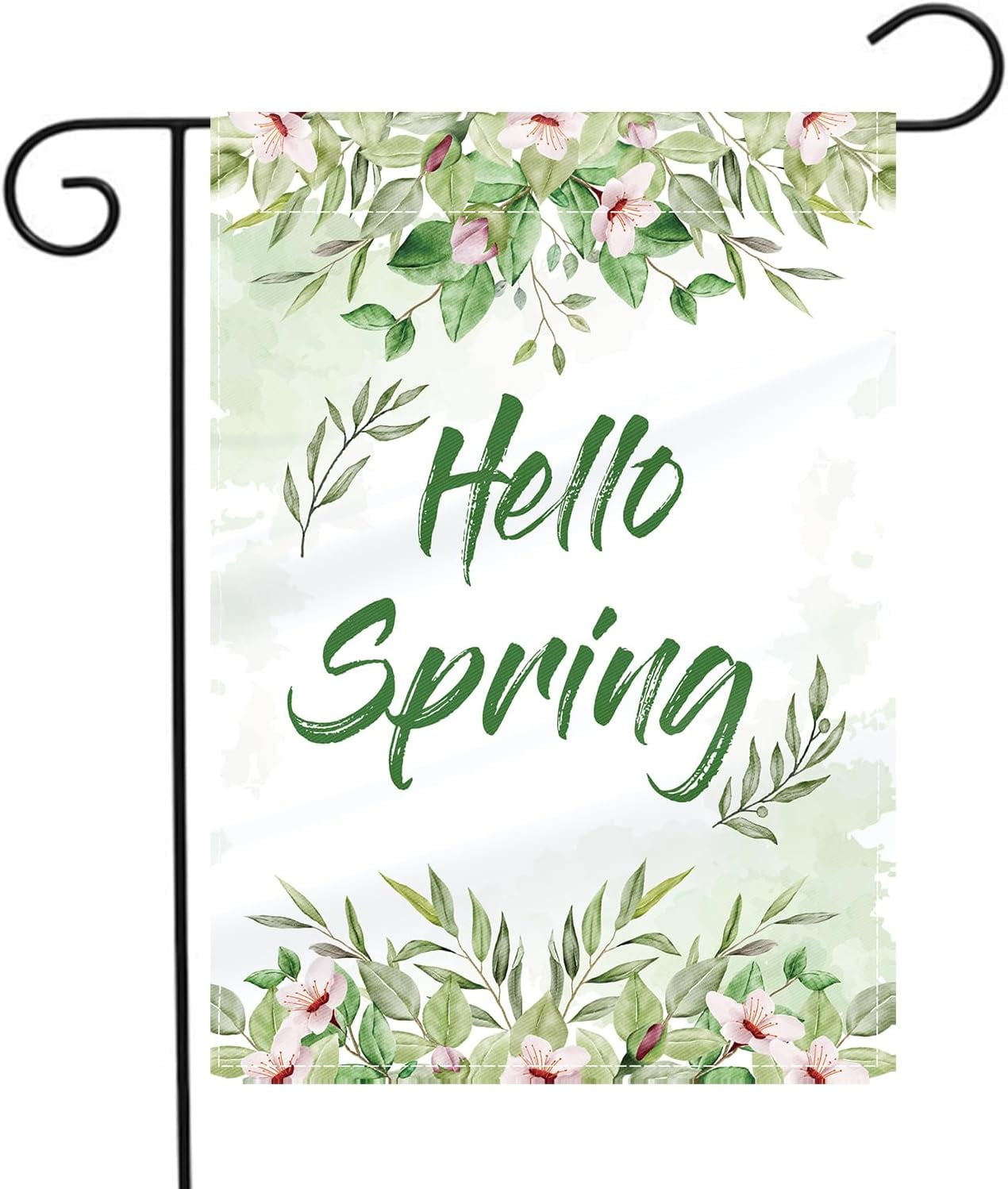 Welcome Hello Spring Floral Garden Flag Double Sided House Yard Outdoor ...