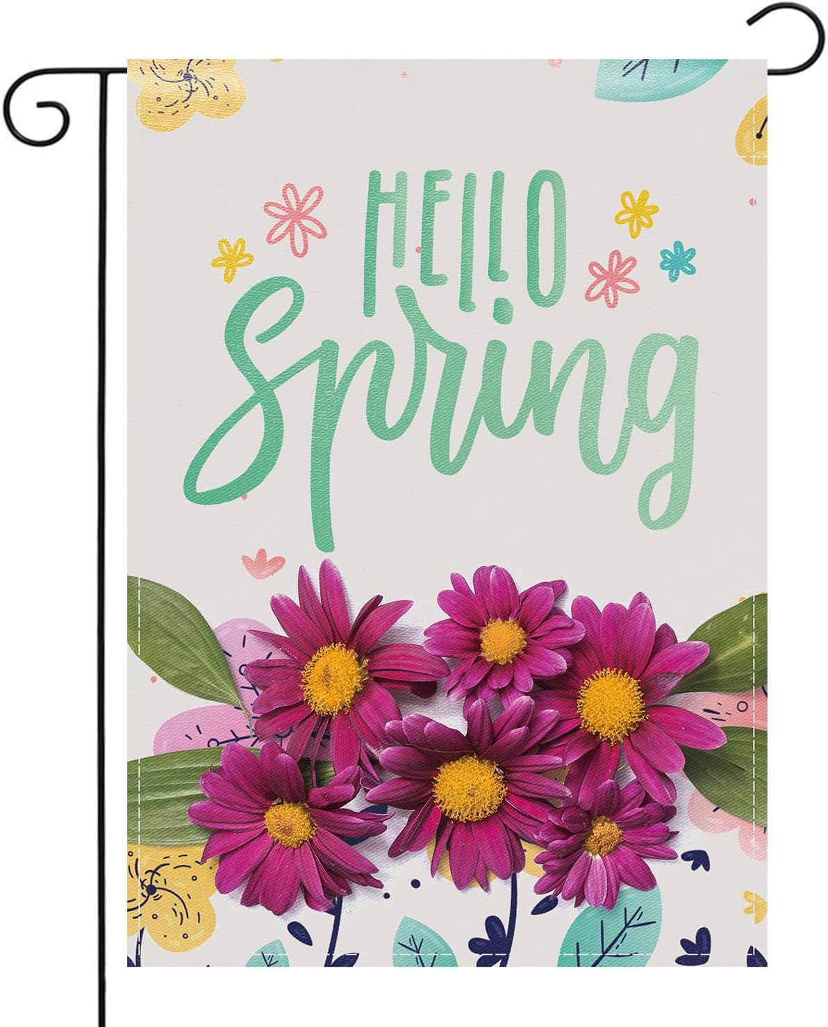 Welcome Hello Spring Floral Garden Flag Double Sided House Yard Outdoor ...