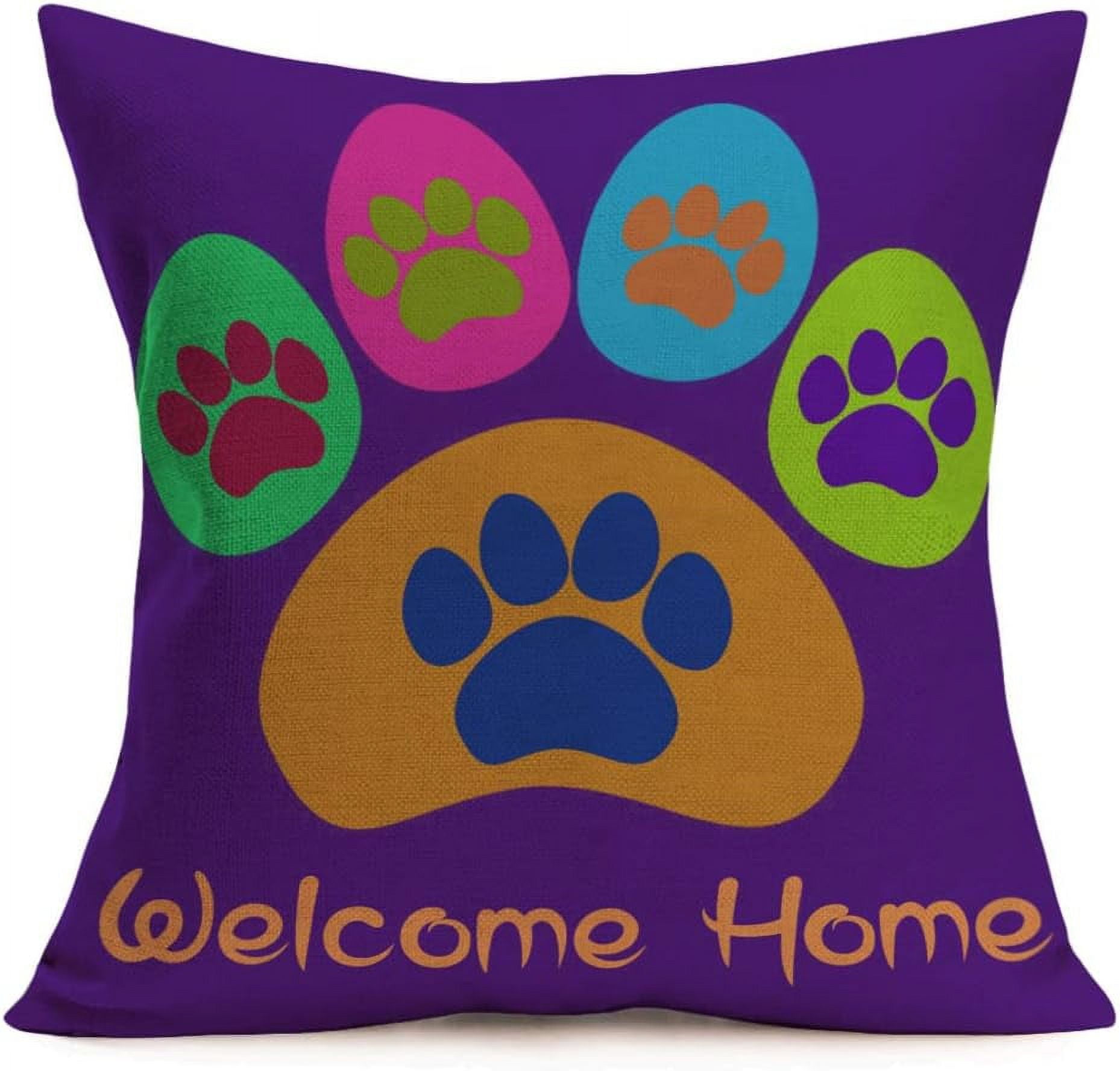 Welcome Home Animals Paw Prints Pillow Covers 18x18 Inch Adorable Dog ...