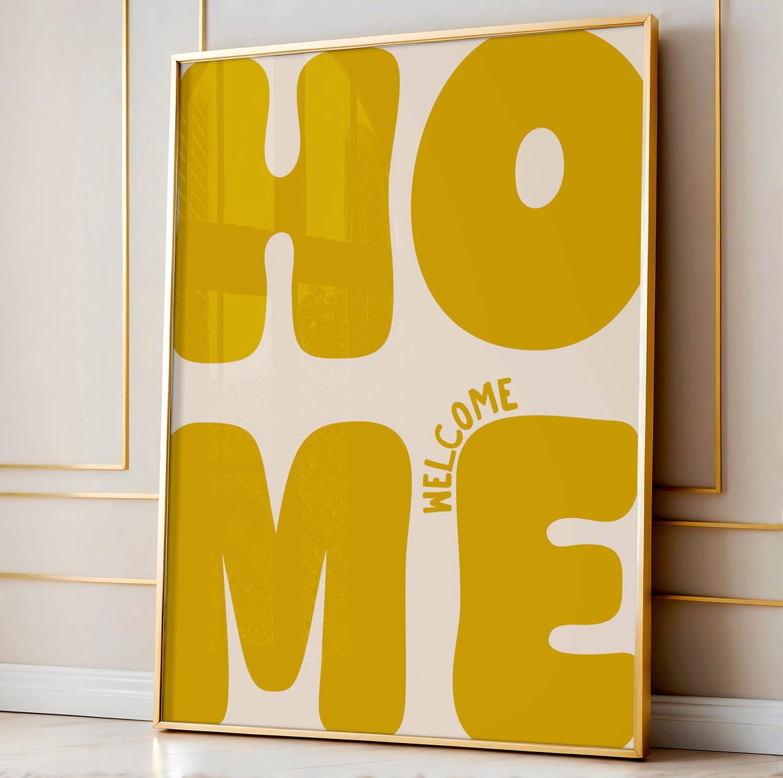 Welcome Home Art Poster, Mustard Yellow Wall Decor Entry Way Poster ...