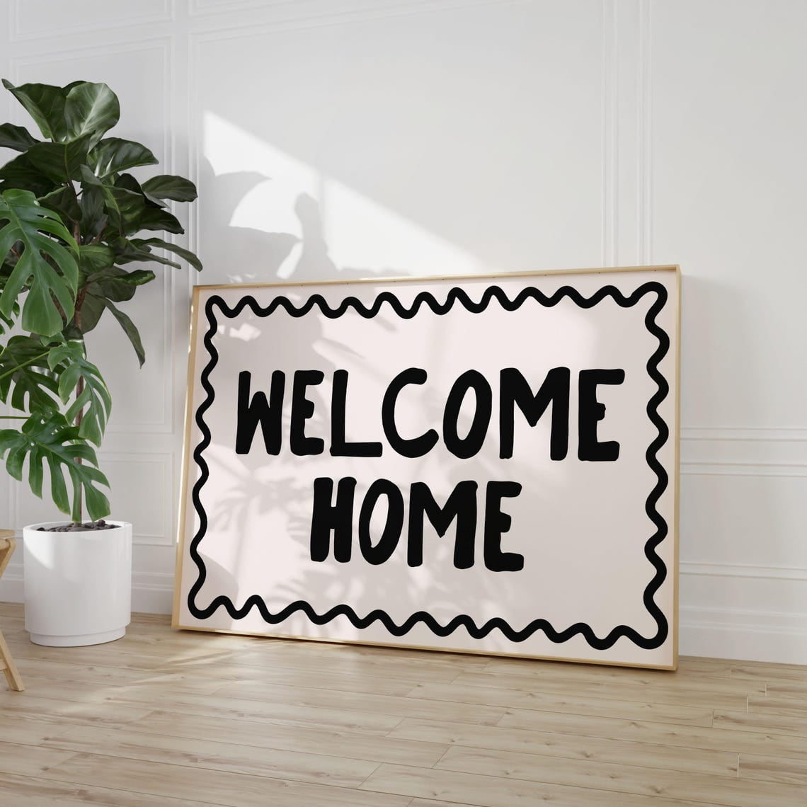 Welcome Home Art Print, Neutral Black Wall Decor, Entry Way Print ...