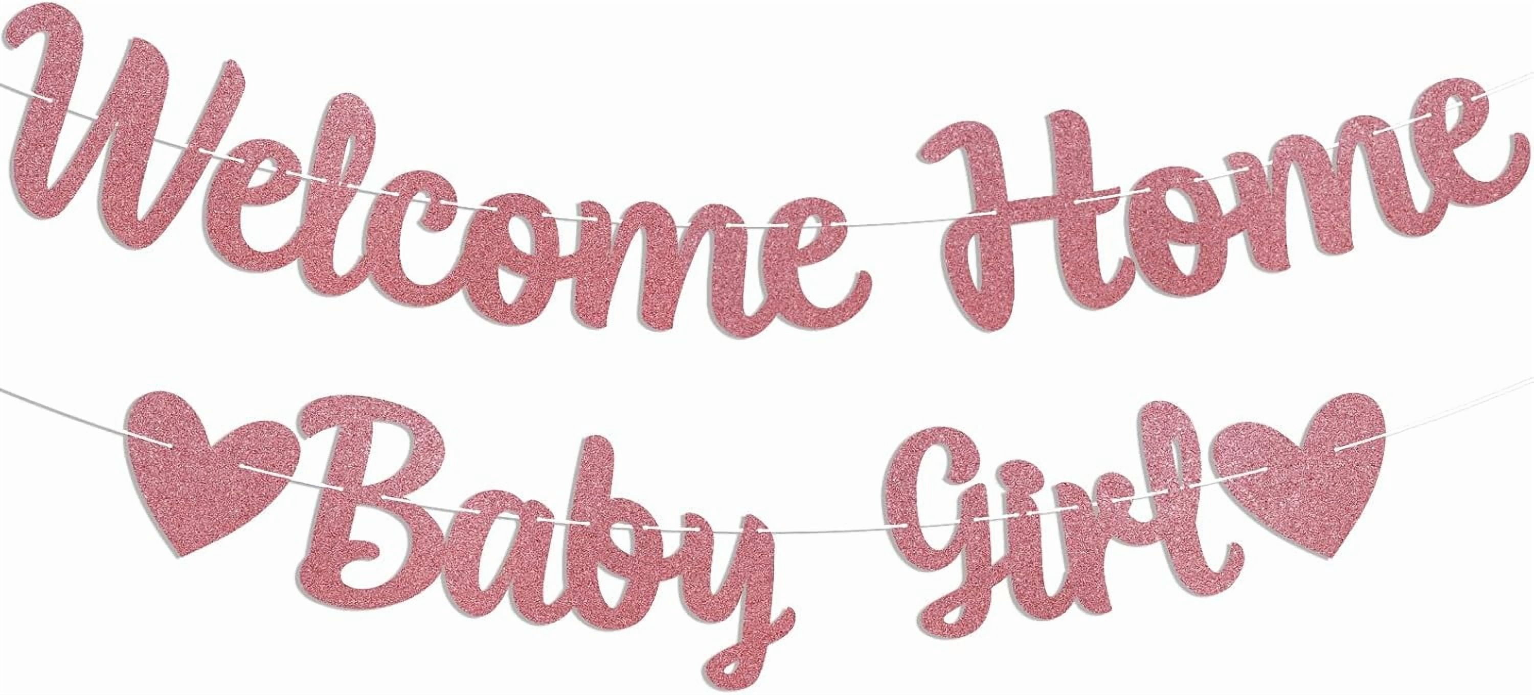 Welcome Home Baby Girl Banner - Pink Baby Shower Decorations for Girl ...