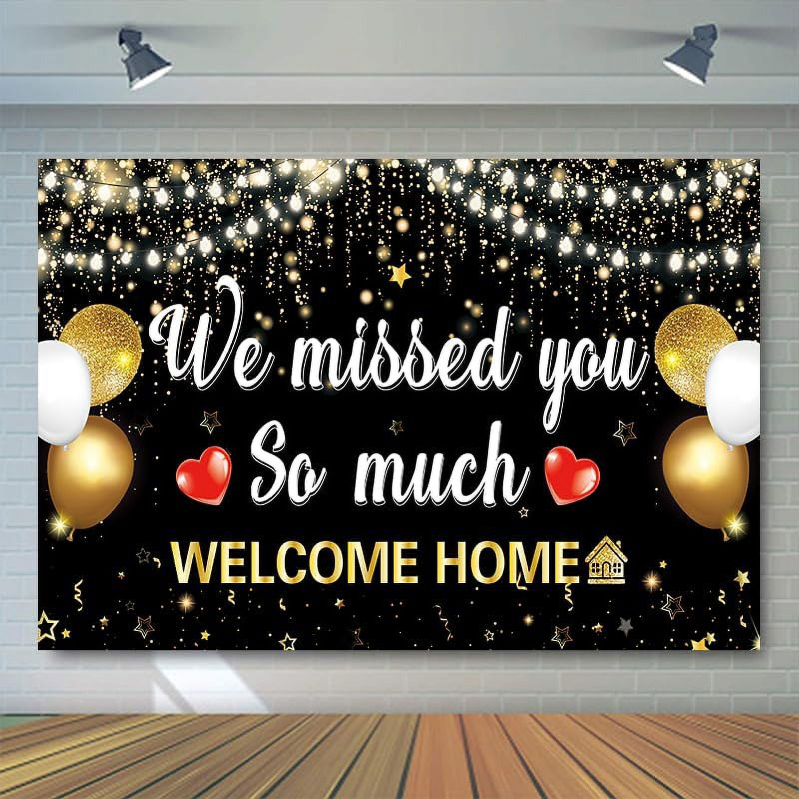 Welcome Home Backdrop Banner Decorations with 70.8"X43.3"，We Missed You ...