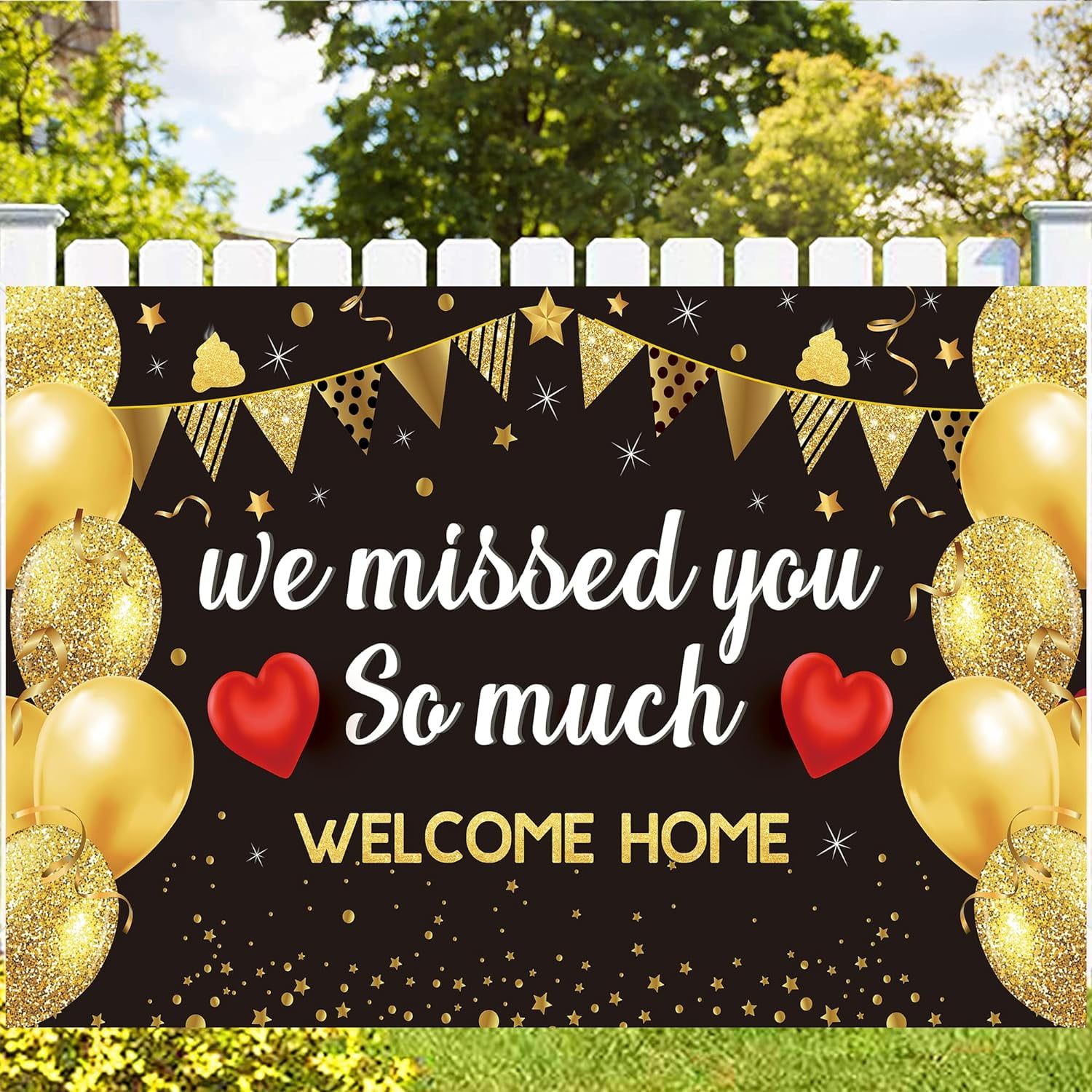 Welcome Home Backdrop Banner Decorations with 70.8"X43.3"，We Missed You ...