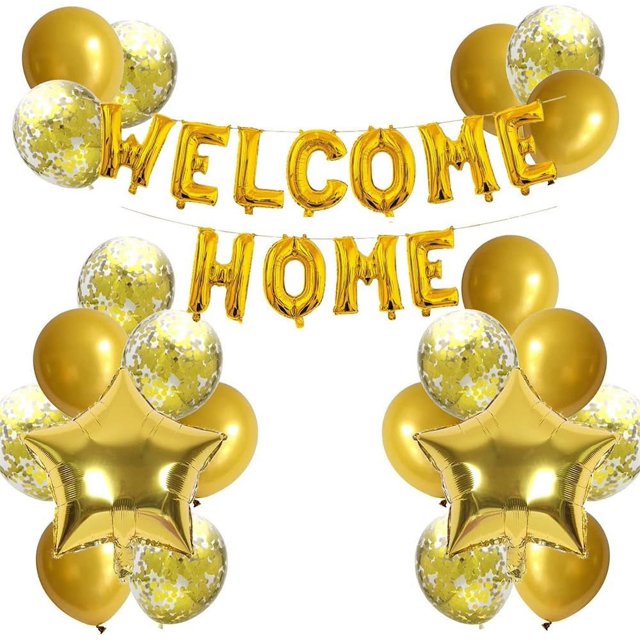 Welcome Home Balloon Banner Style Balloons Gold Star Balloons Foil ...