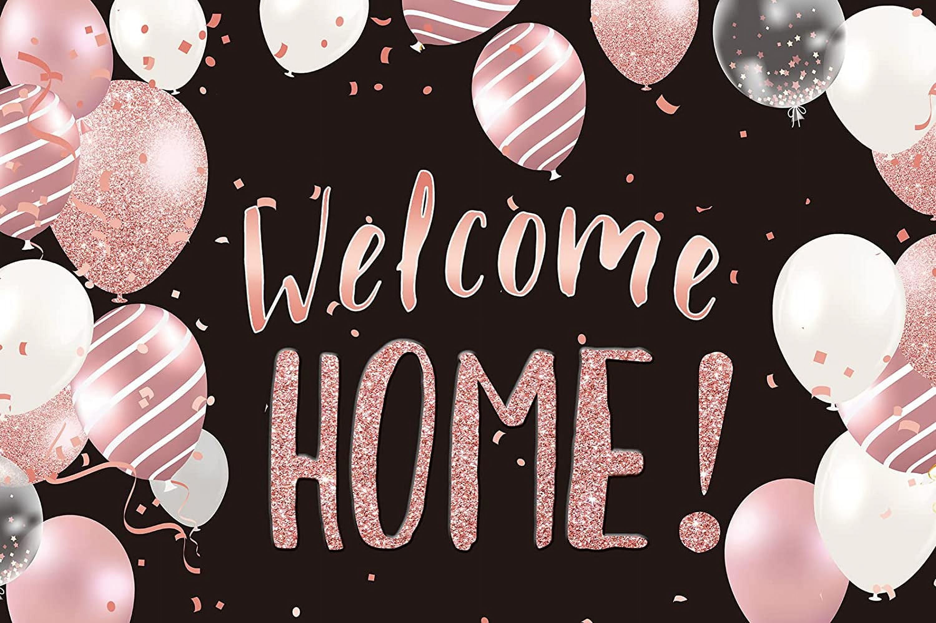Welcome Home Banner Balloons Backdrop Photography Background Black Rose ...
