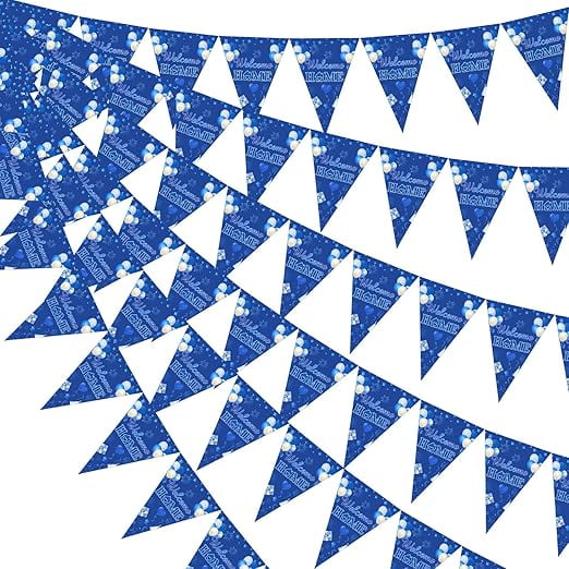Welcome Home Banner Blue, Welcome Home Decorations, Triangle Bunting ...
