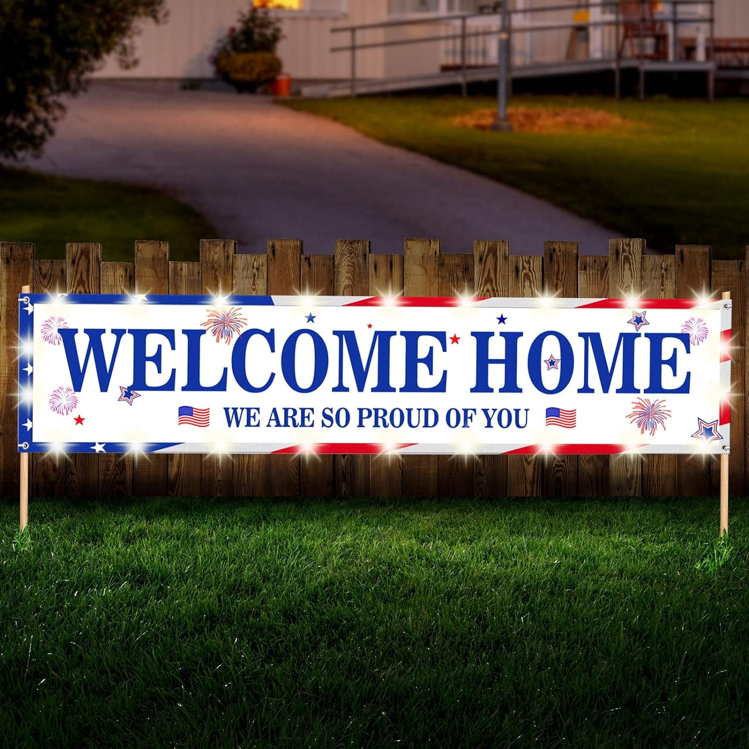 Welcome Home Banner with Led Set Military Patriotic Labor Day Welcome ...
