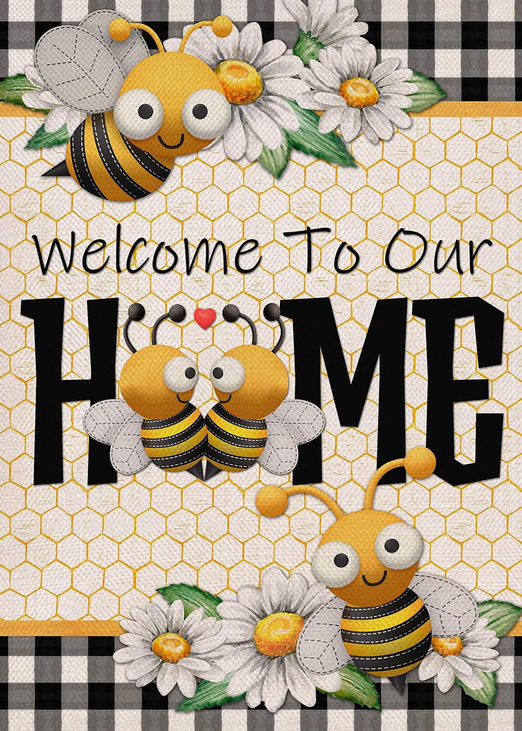 Welcome to Our Home Bumble Bee Spring Summer Decorative Garden Flag ...