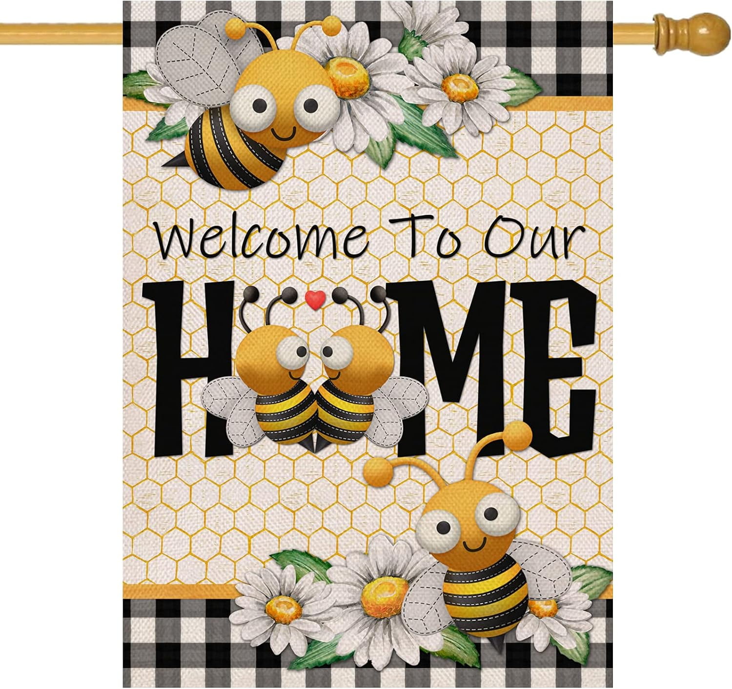 Welcome to Our Home Bumble Bee Spring Summer Decorative Garden Flag ...