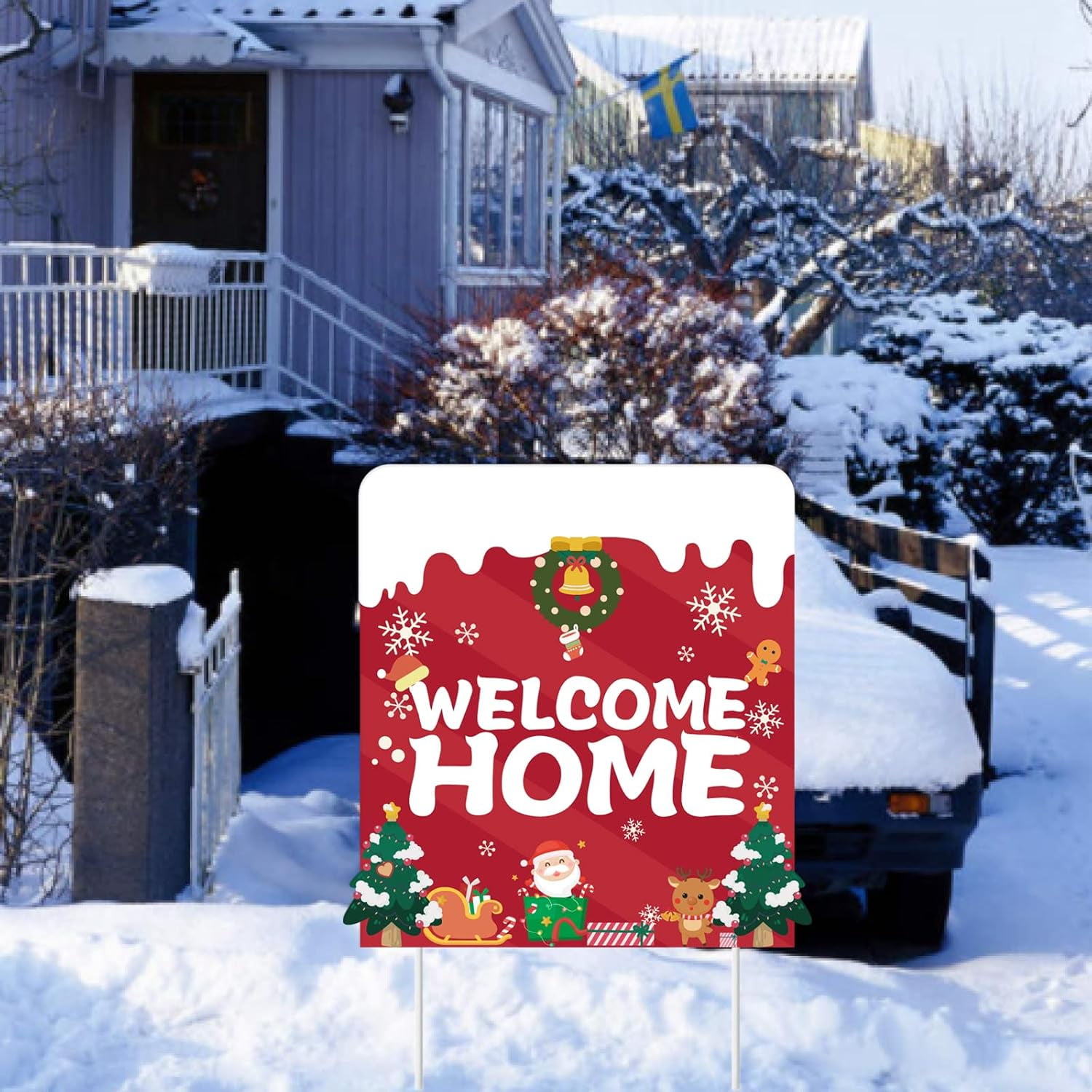 Welcome Home Christmas Theme Yard Signs Display Decorations for Outdoor ...