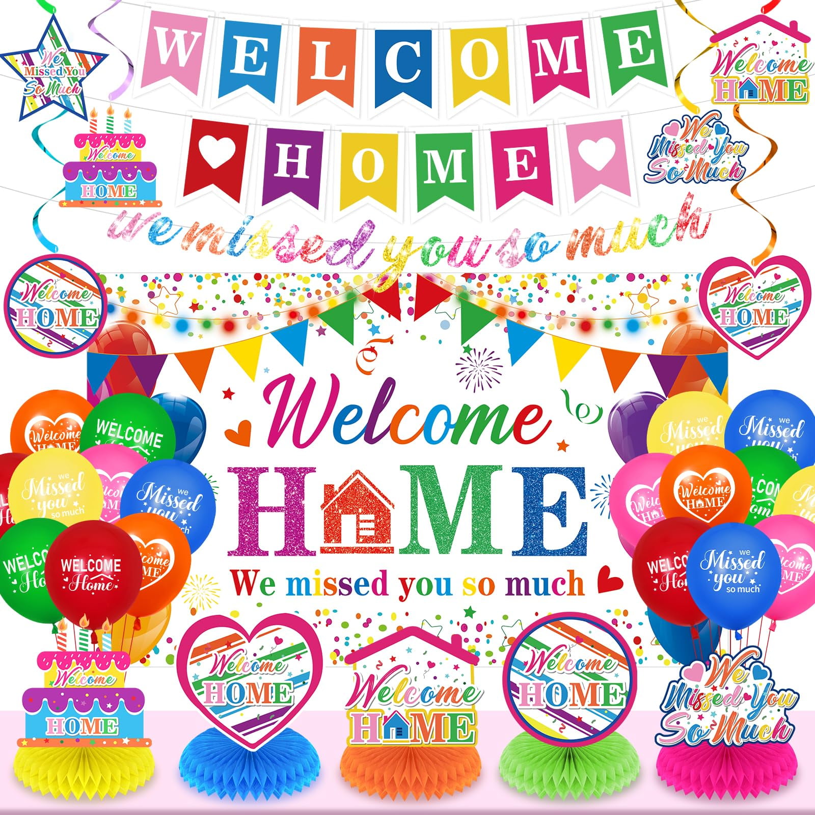 Welcome Home DecorationsEGSC Colorful Welcome Home Banner We Missed You ...