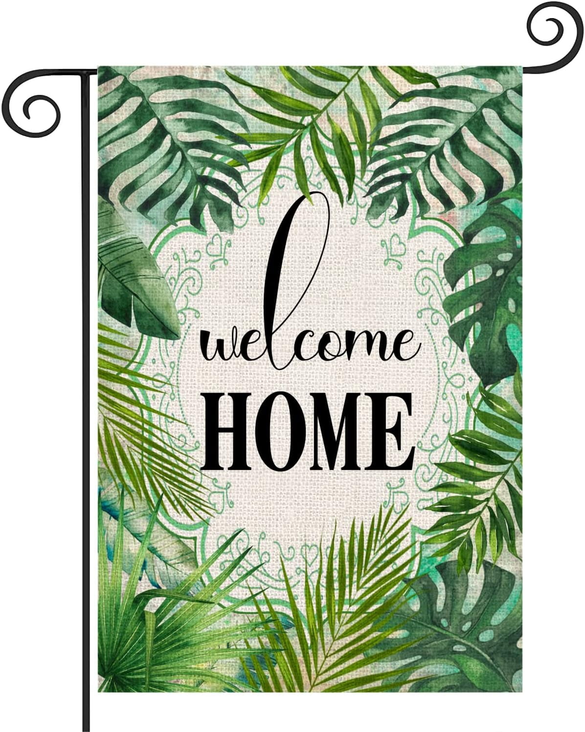 Welcome Home Decorative House Flag Summer Tropical Palm Leaf Double ...