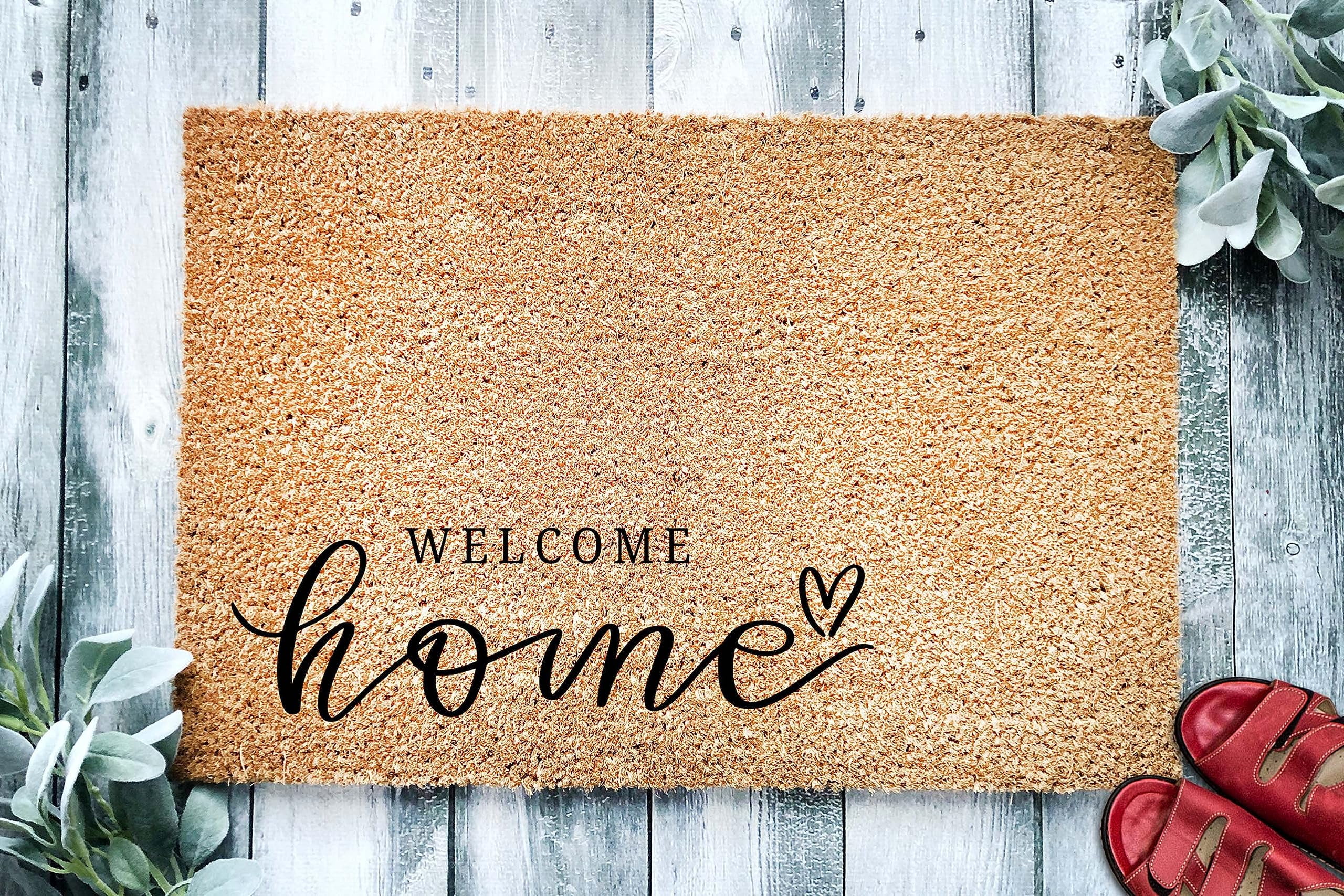 Welcome Home Door Mat Heart Cute Rustic Doormat Spring Decor ...