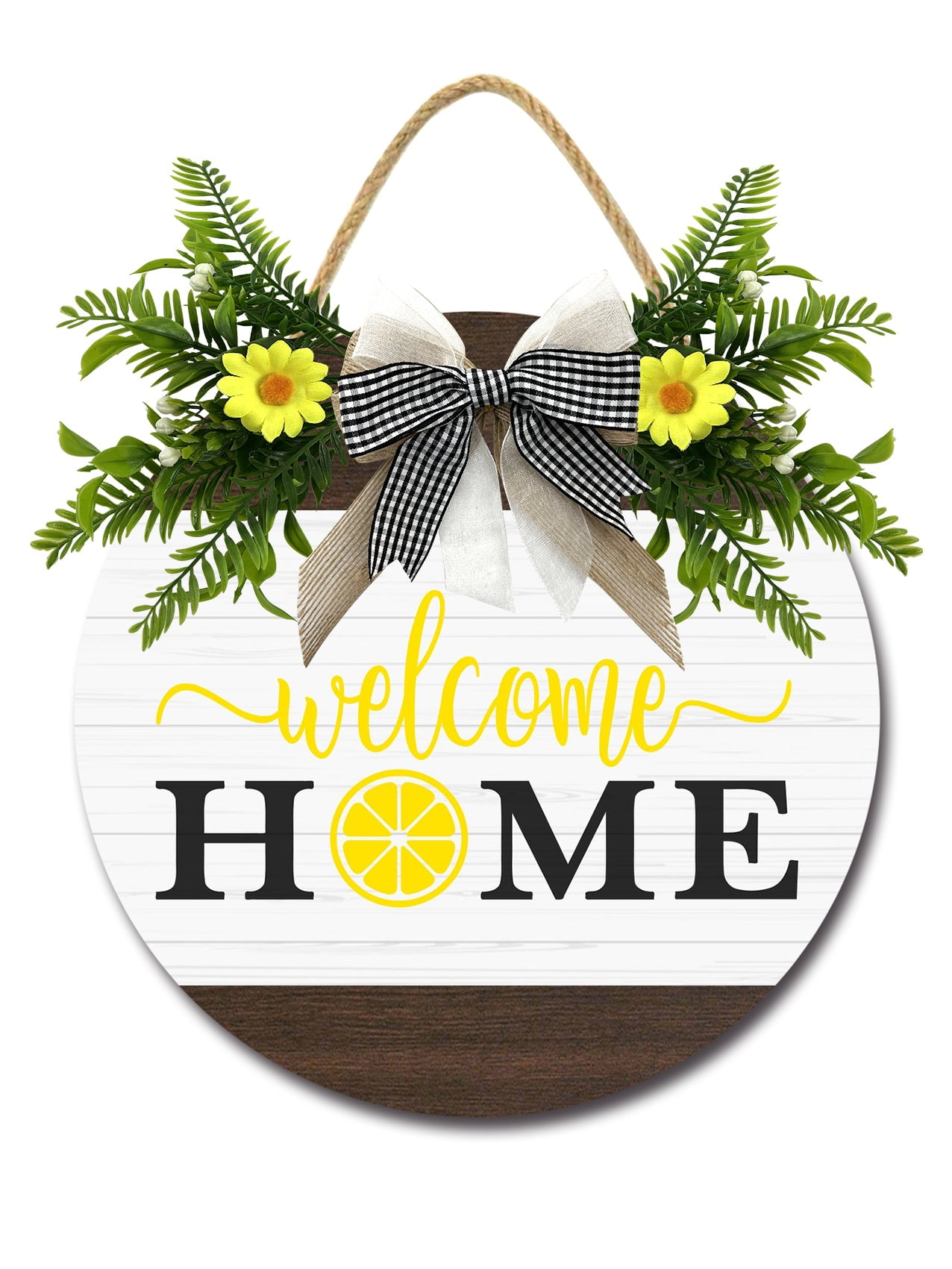 Welcome Home Door Sign Home Decor Round Wood Wreaths Wall Hanging Sign ...