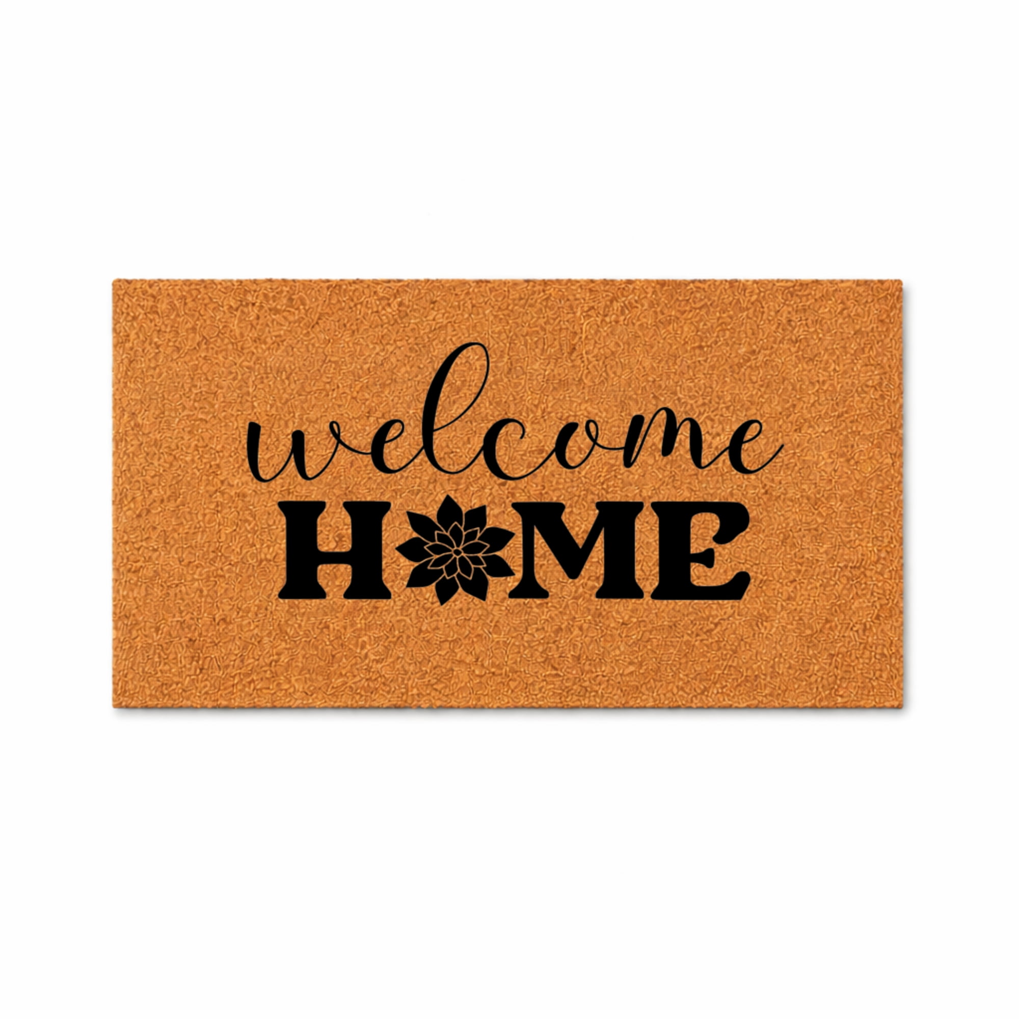 Welcome Home, Floral Icon - Brown Coir PVC Outdoor Doormat (16x24 ...