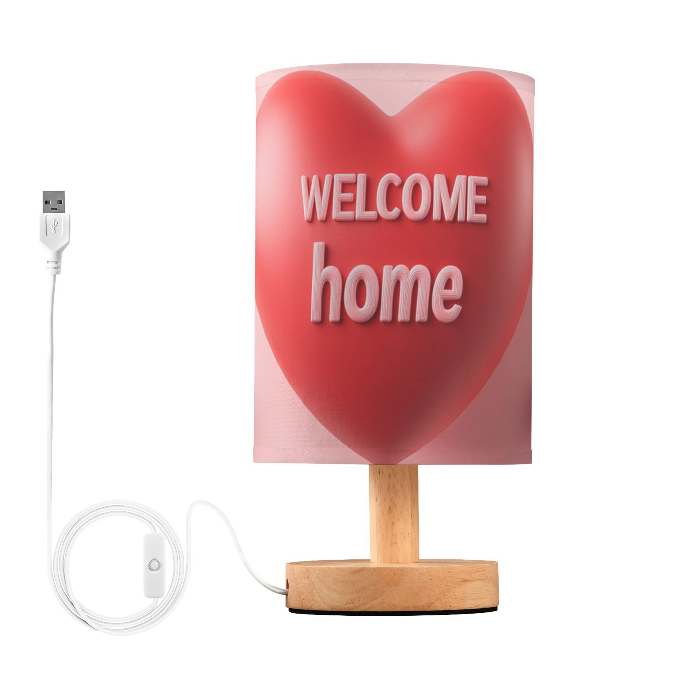 Welcome Home Hearts Table Lamp with USB Port LED Warm Light Lamp Night ...