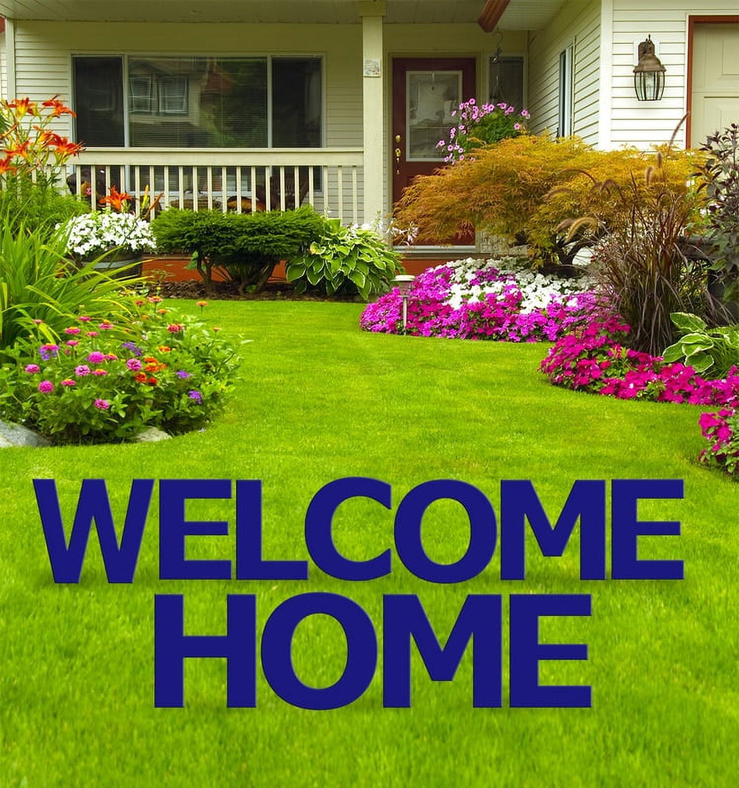 Welcome Home Navy Blue Yard Sign, 11pcs, Weather Resistant Plastic ...