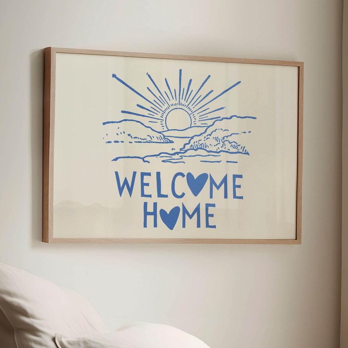 Welcome Home Print Trendy Horizontal Wall Art Vintage Bedroom Poster ...