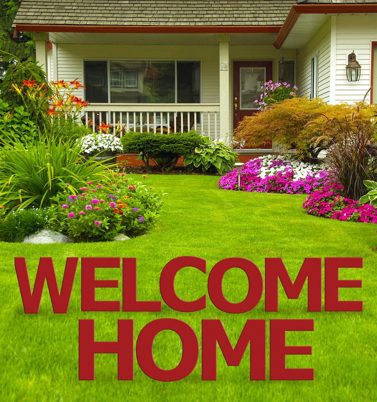 Welcome Home Red Yard Sign, 11pcs, Weather Resistant Plastic, Stakes ...