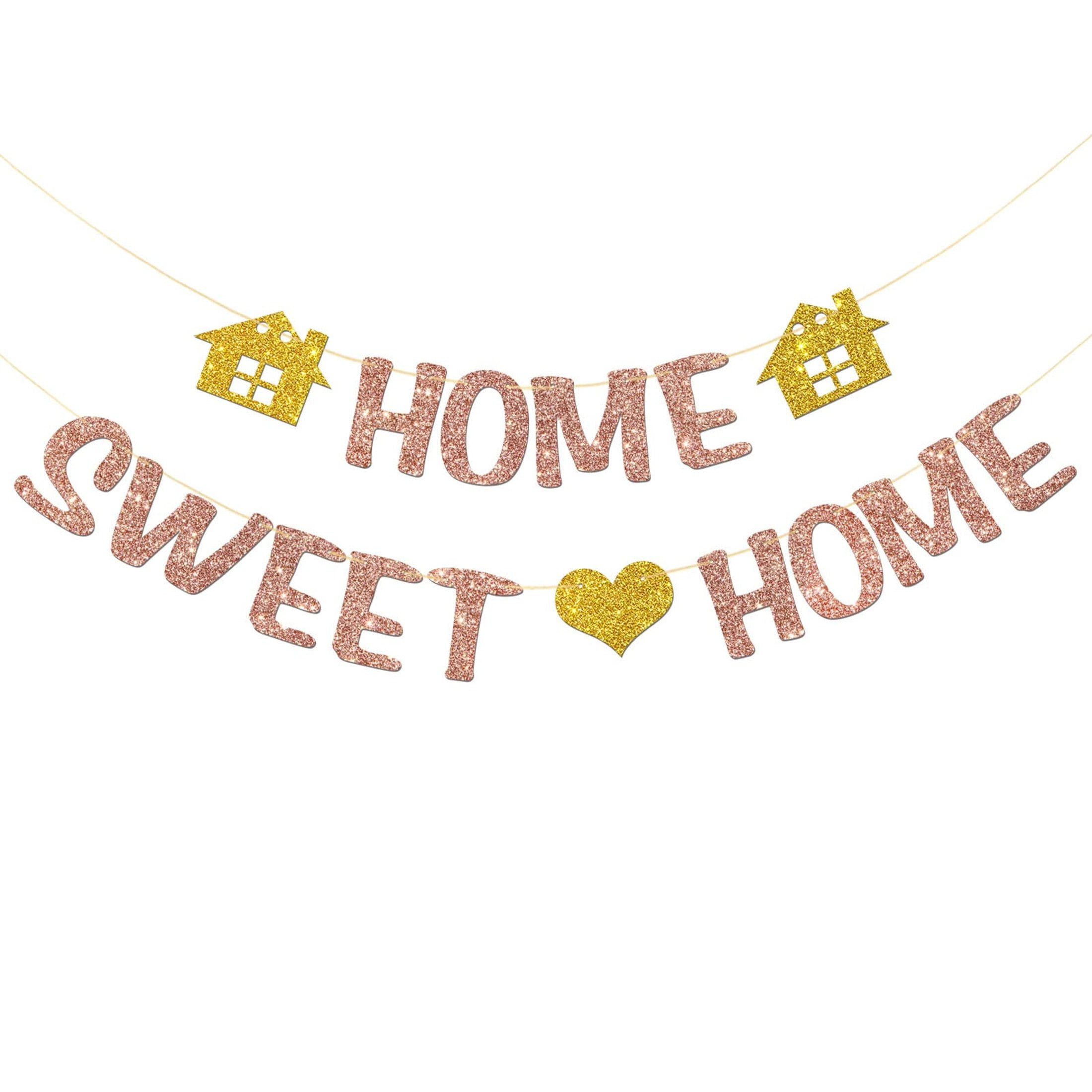 Welcome Home Rose Gold Glitter Banner for Housewarming Celebrations ...