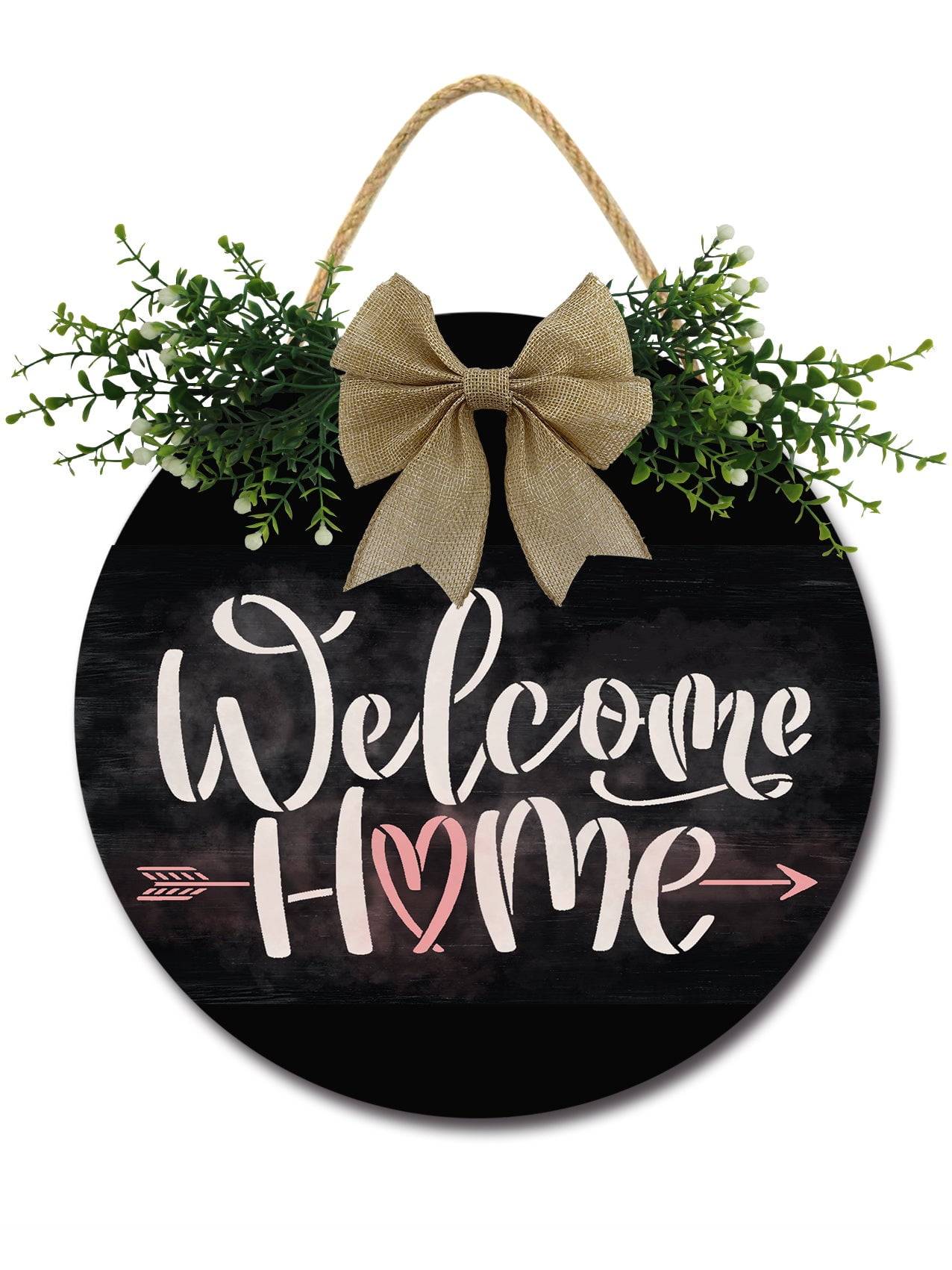 Welcome Home Sign Front Door Porch Decorations, Round Rustic Wood ...